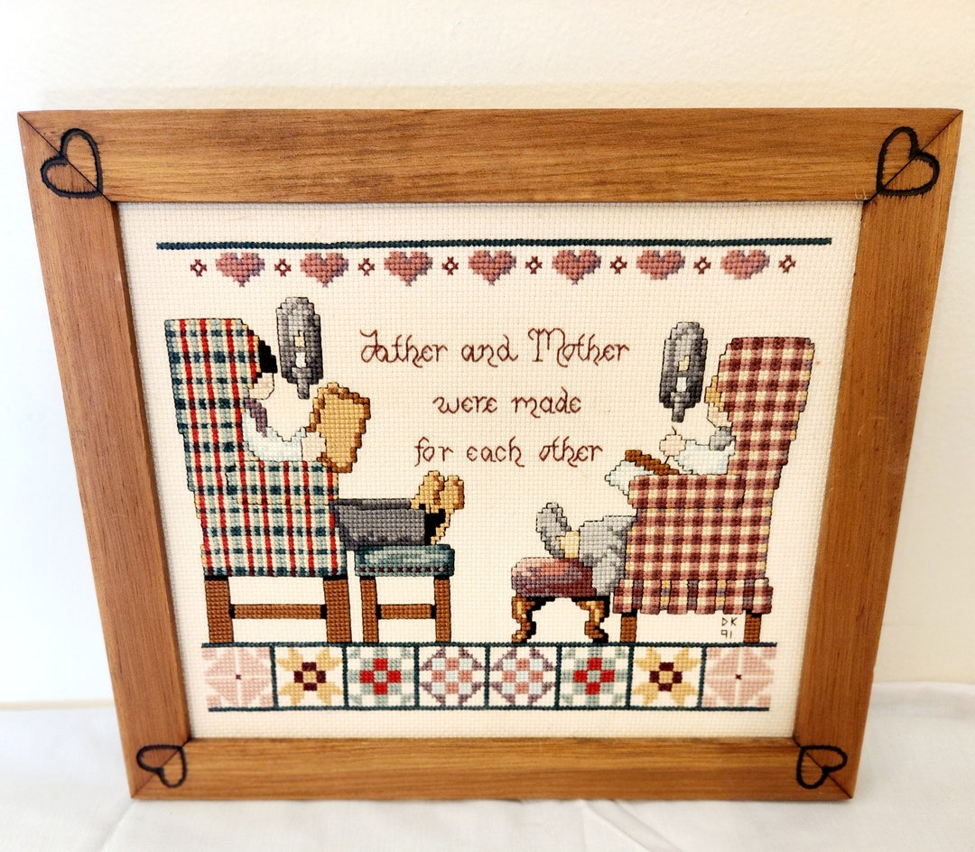 Handmade Needlepoint Father and Mother - Etsy