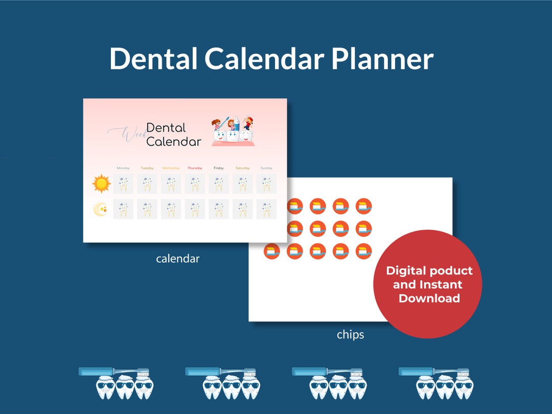 Kids' Printable Dental Calendar Planner - Etsy