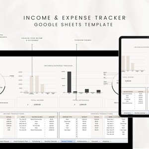 Income Expense Tracker Google Sheets Minimalist Design - Etsy