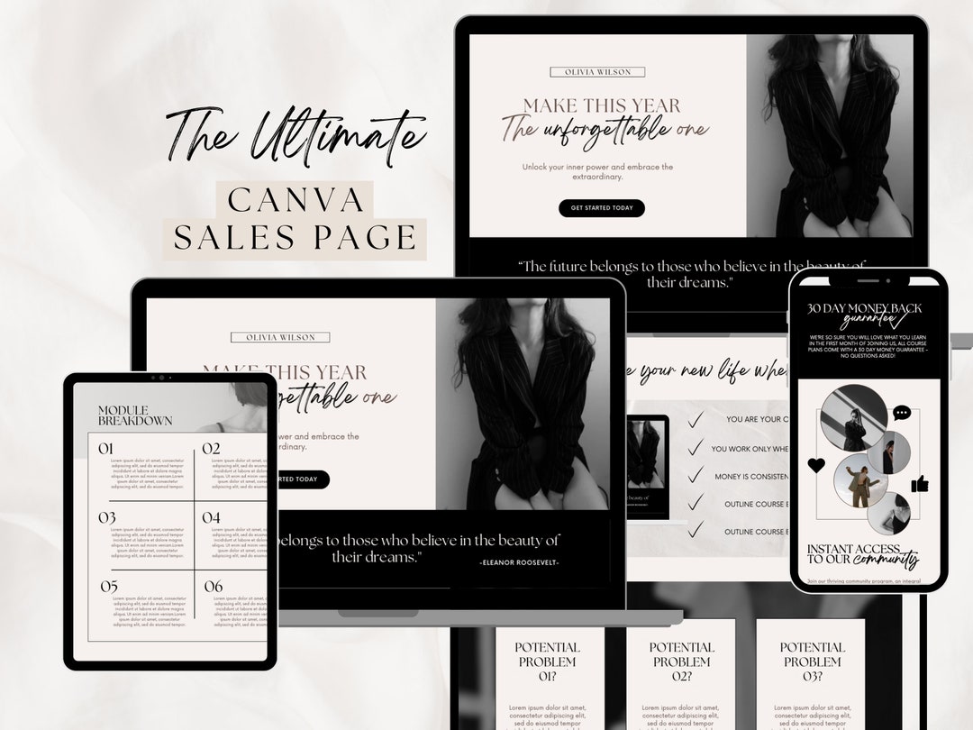 Course Sales Page Canva Template: Mentor Coach Landing Page (digital ...