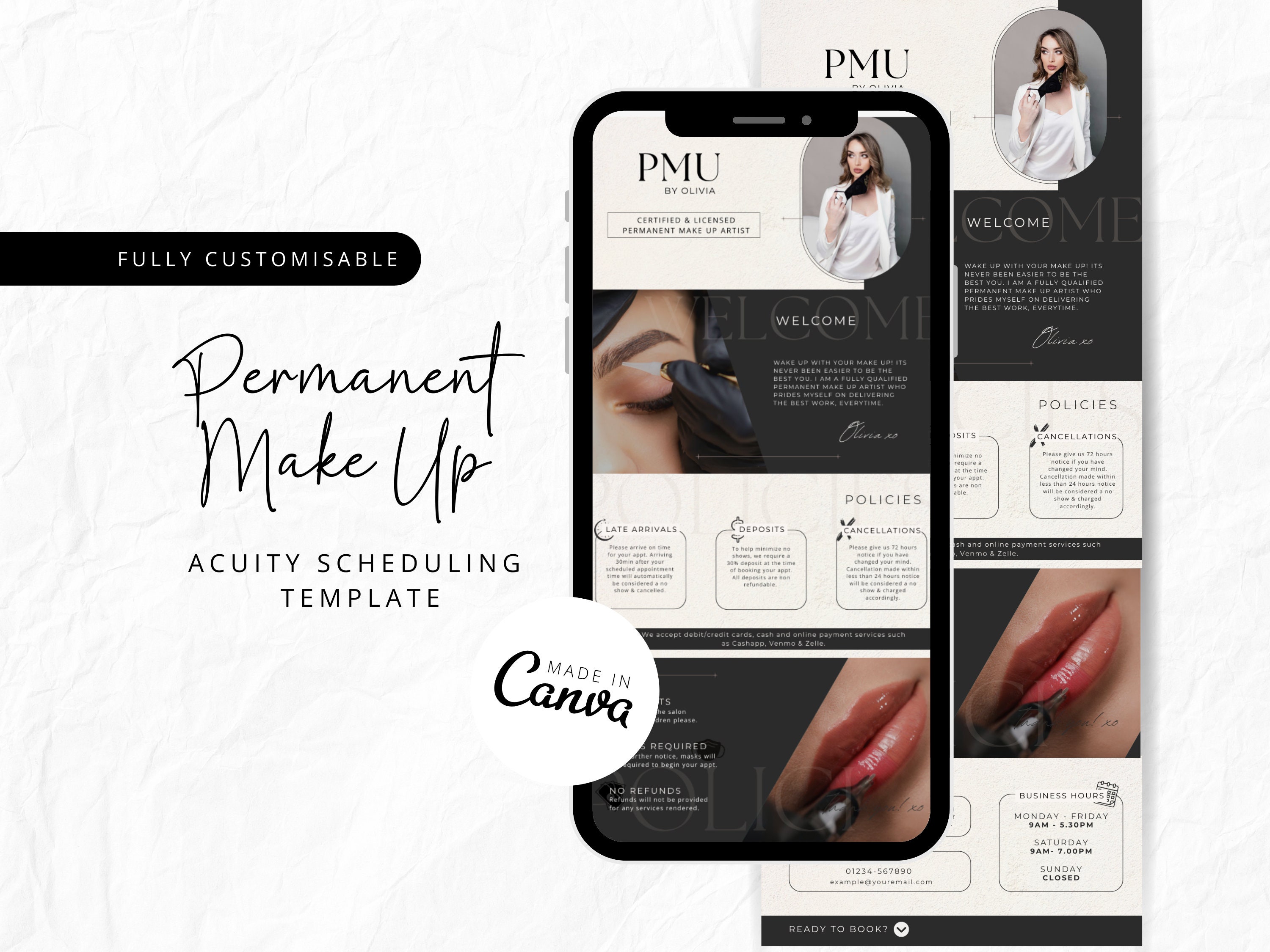PMU Acuity Scheduling Template Acuity Booking Site Custom Lash Tech - Etsy