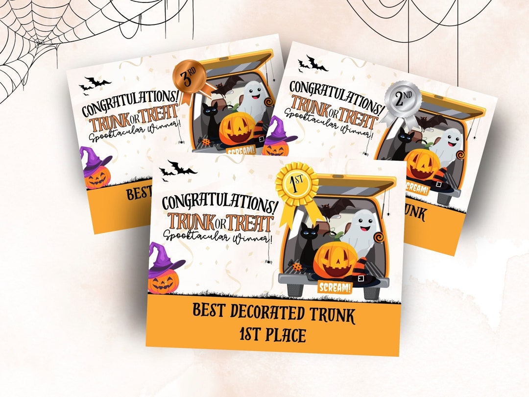 Trunk or Treat Award Best Trunk Prize Trunk-or-treat Certificate ...