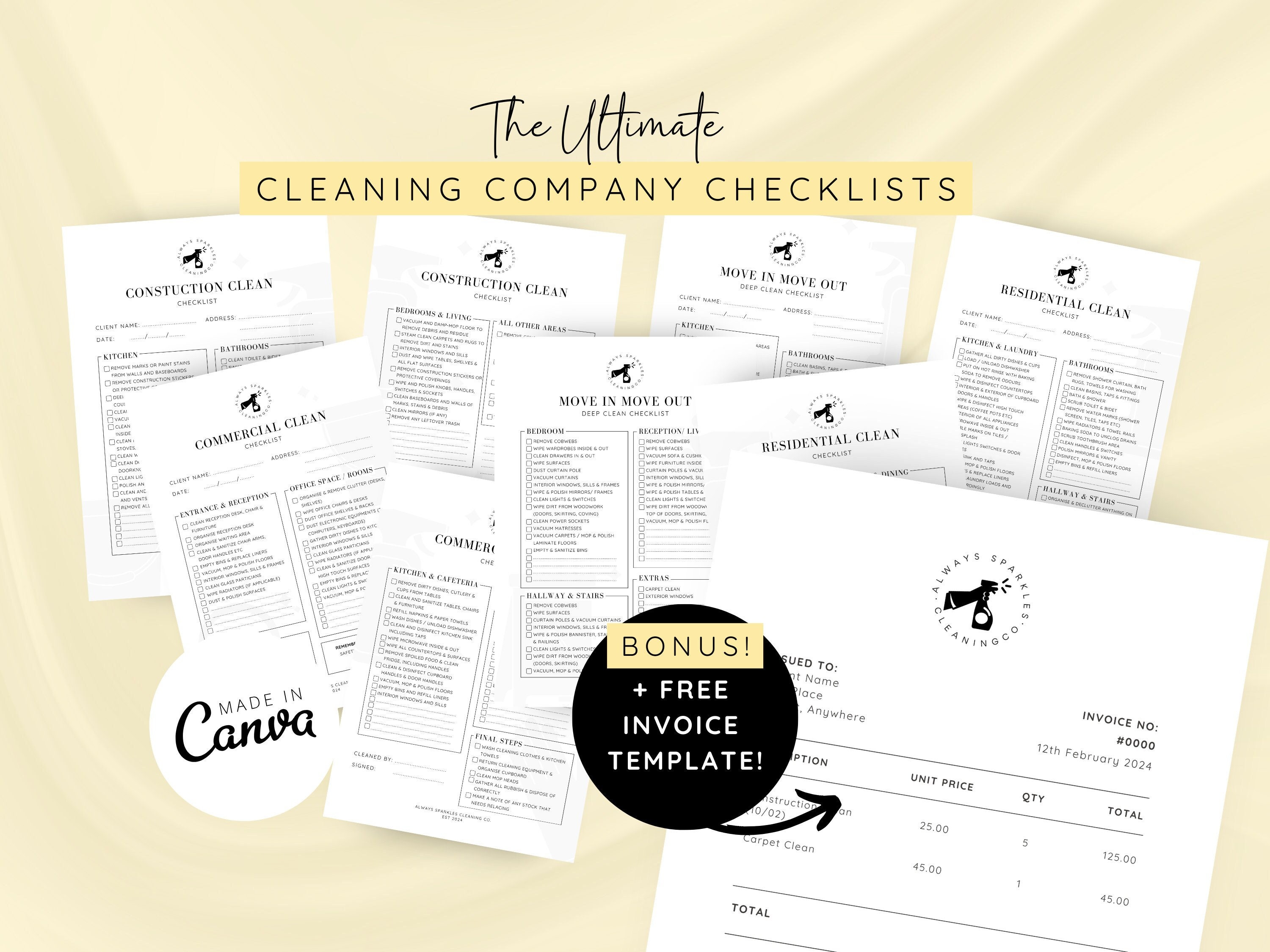 Cleaning Plan Commercial Cleaning Checklist Template - Etsy