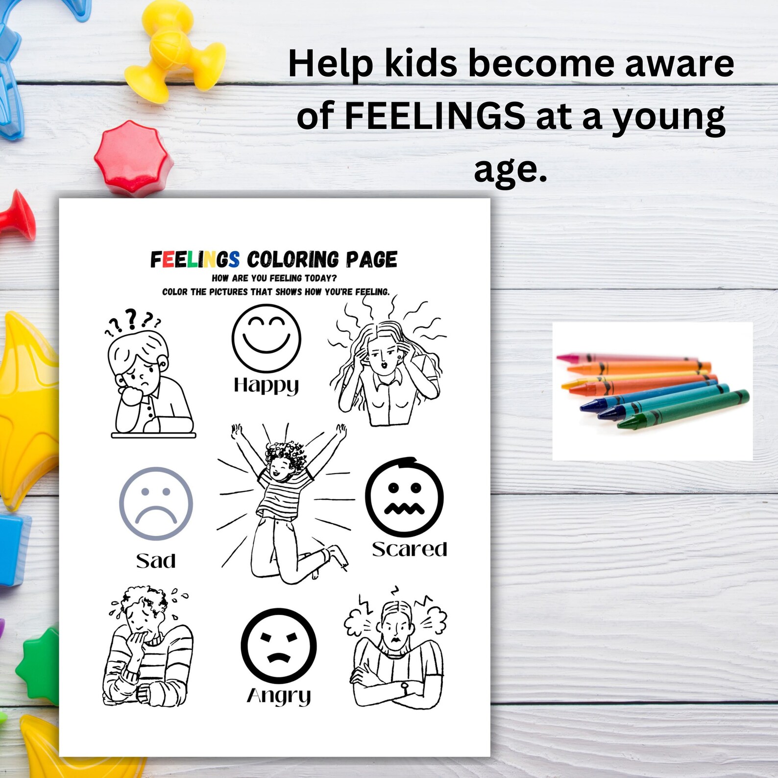 Feelings Coloring Page, Digital Coloring Page, Kids Coloring Page ...
