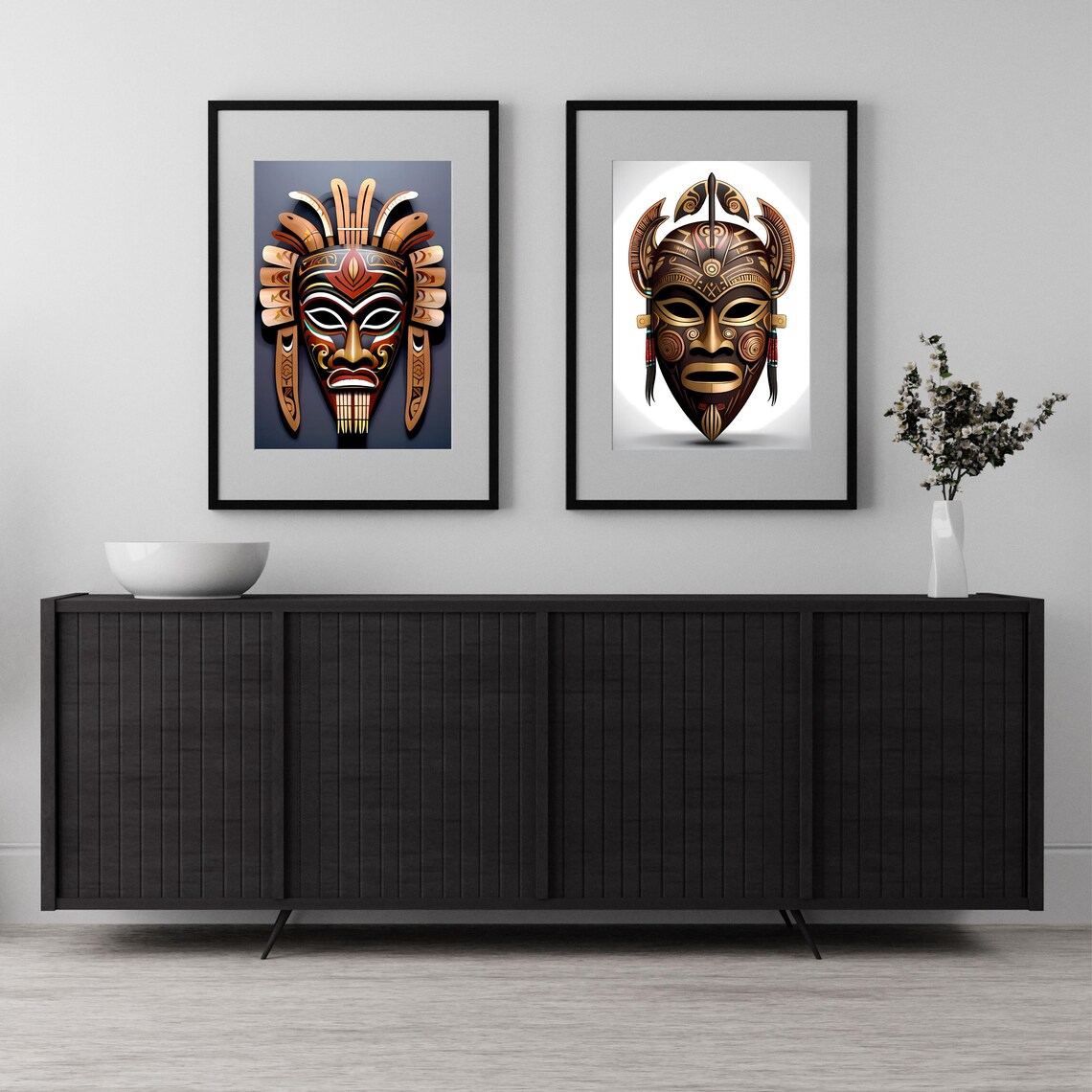 Set of 6 Indonesian Mask Printable Wall Art: Ethnic and Traditional ...