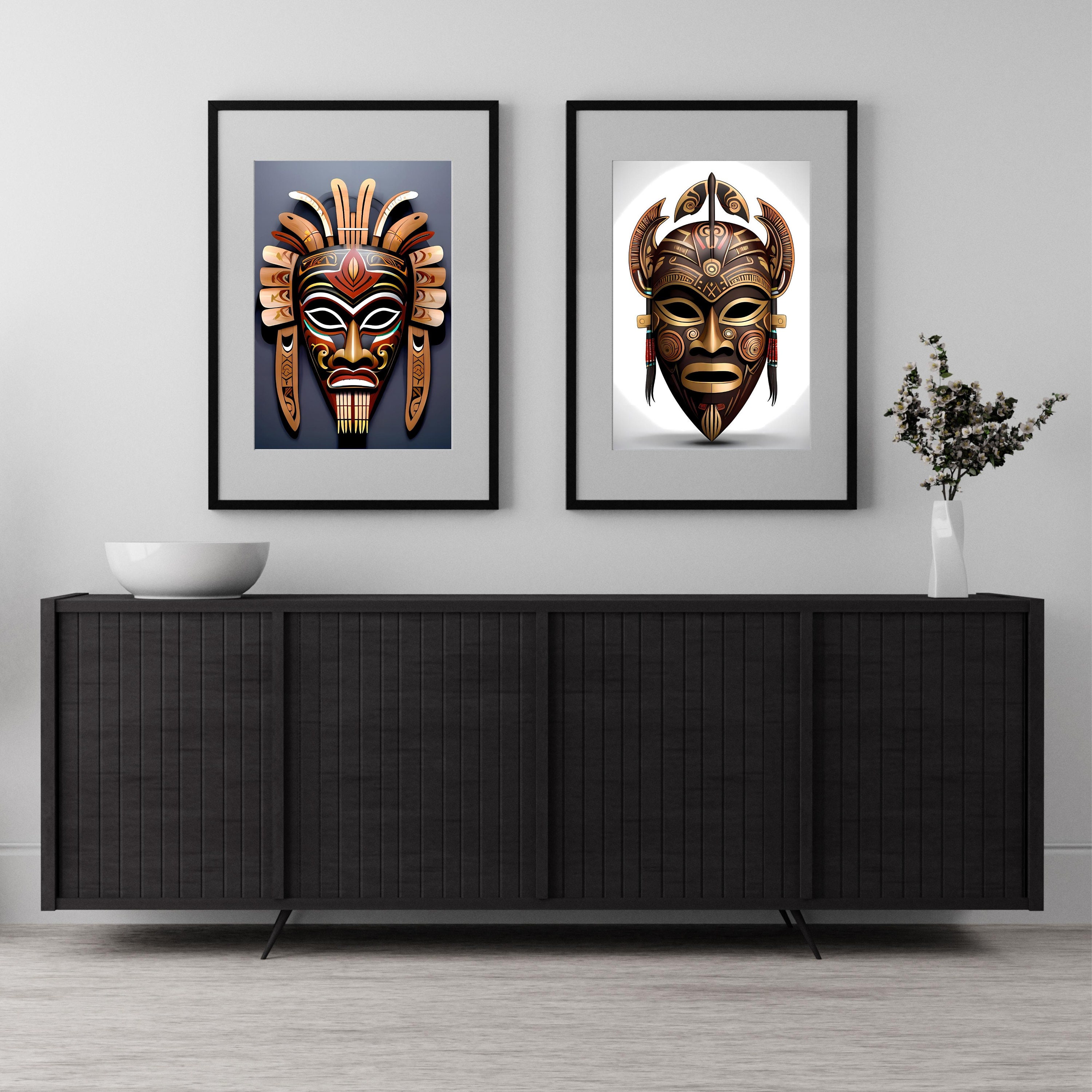 Set of 6 Indonesian Mask Printable Wall Art: Ethnic and Traditional ...