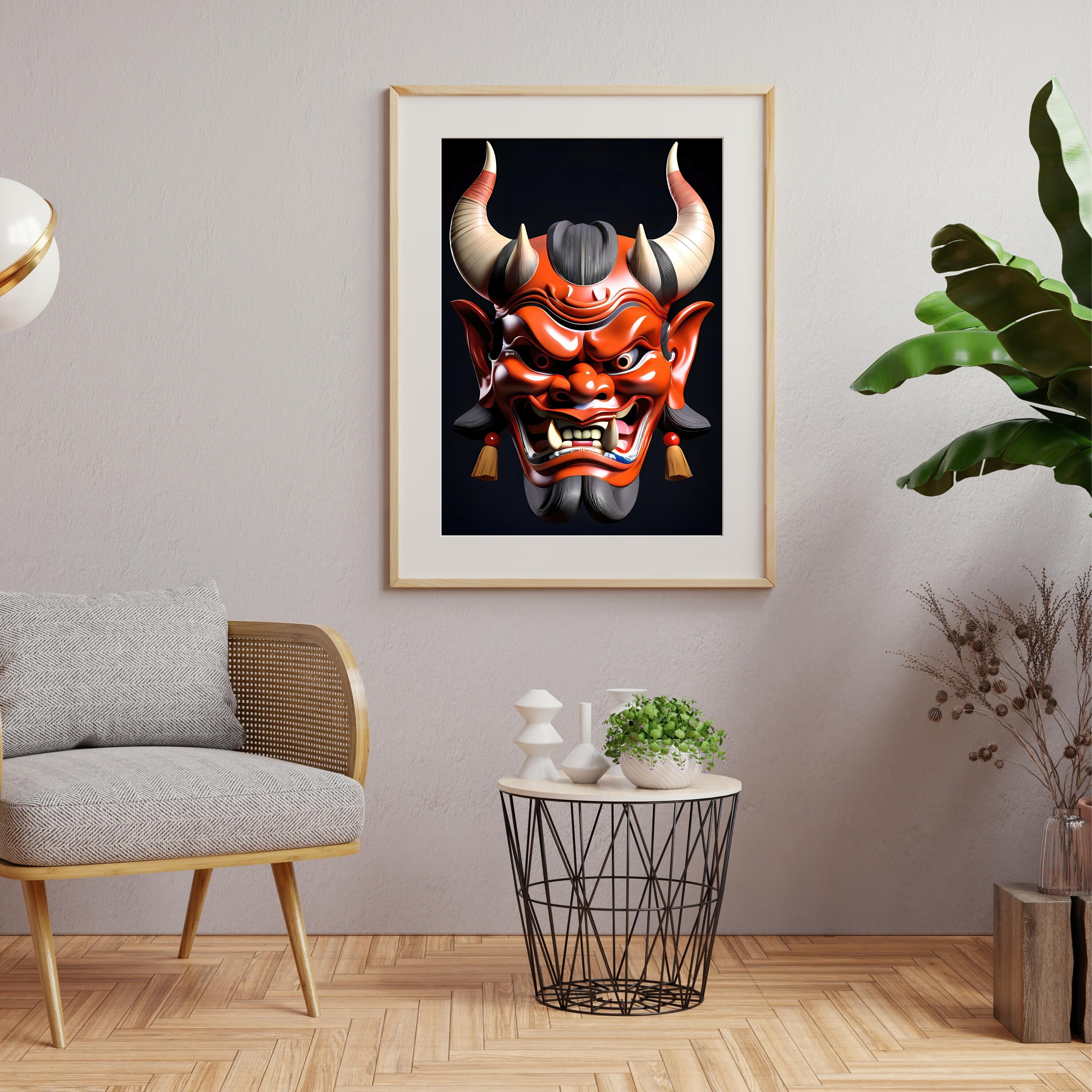 Set of 6 Japanese Mask Printable Wall Art, Ethnic and Traditional ...