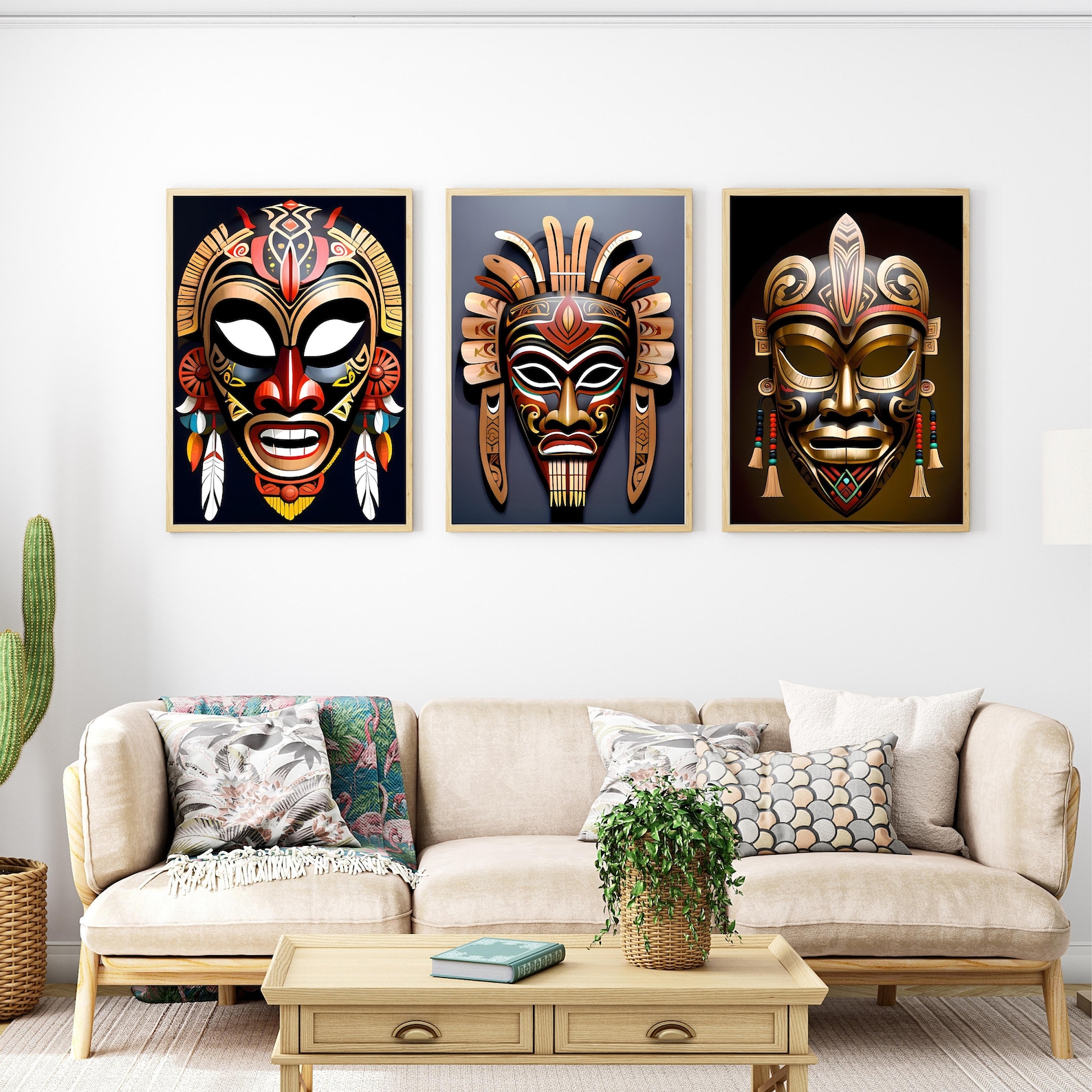 Set of 6 Indonesian Mask Printable Wall Art: Ethnic and Traditional ...