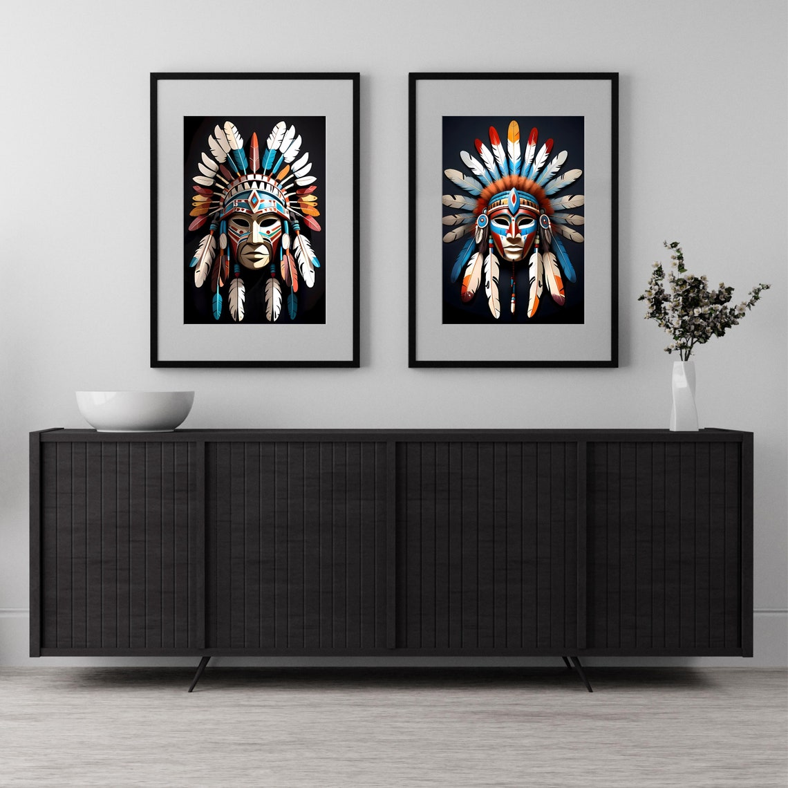 Set of 6 Native American Mask Printable Wall Art: Ethnic and ...