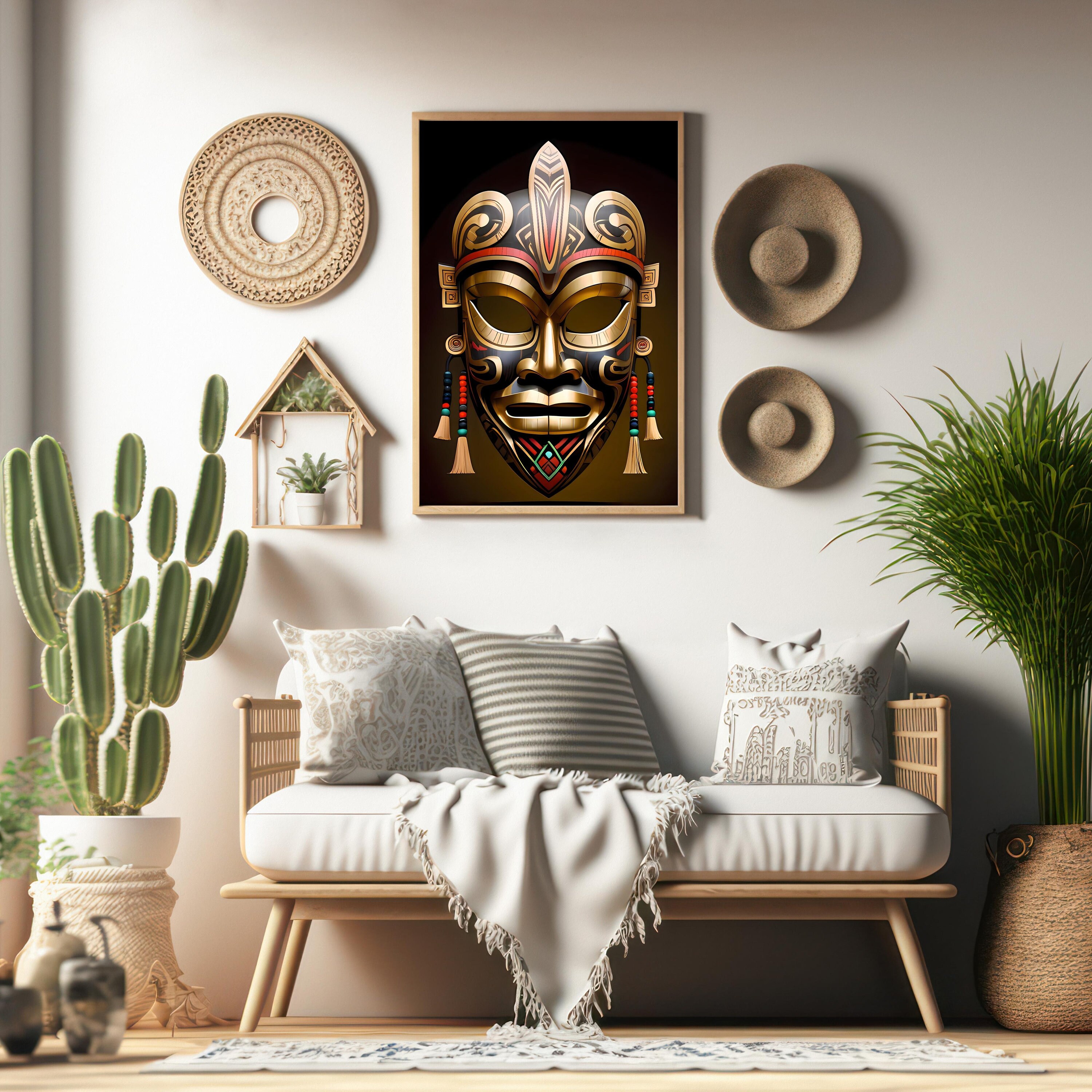 Set of 6 Indonesian Mask Printable Wall Art: Ethnic and Traditional ...
