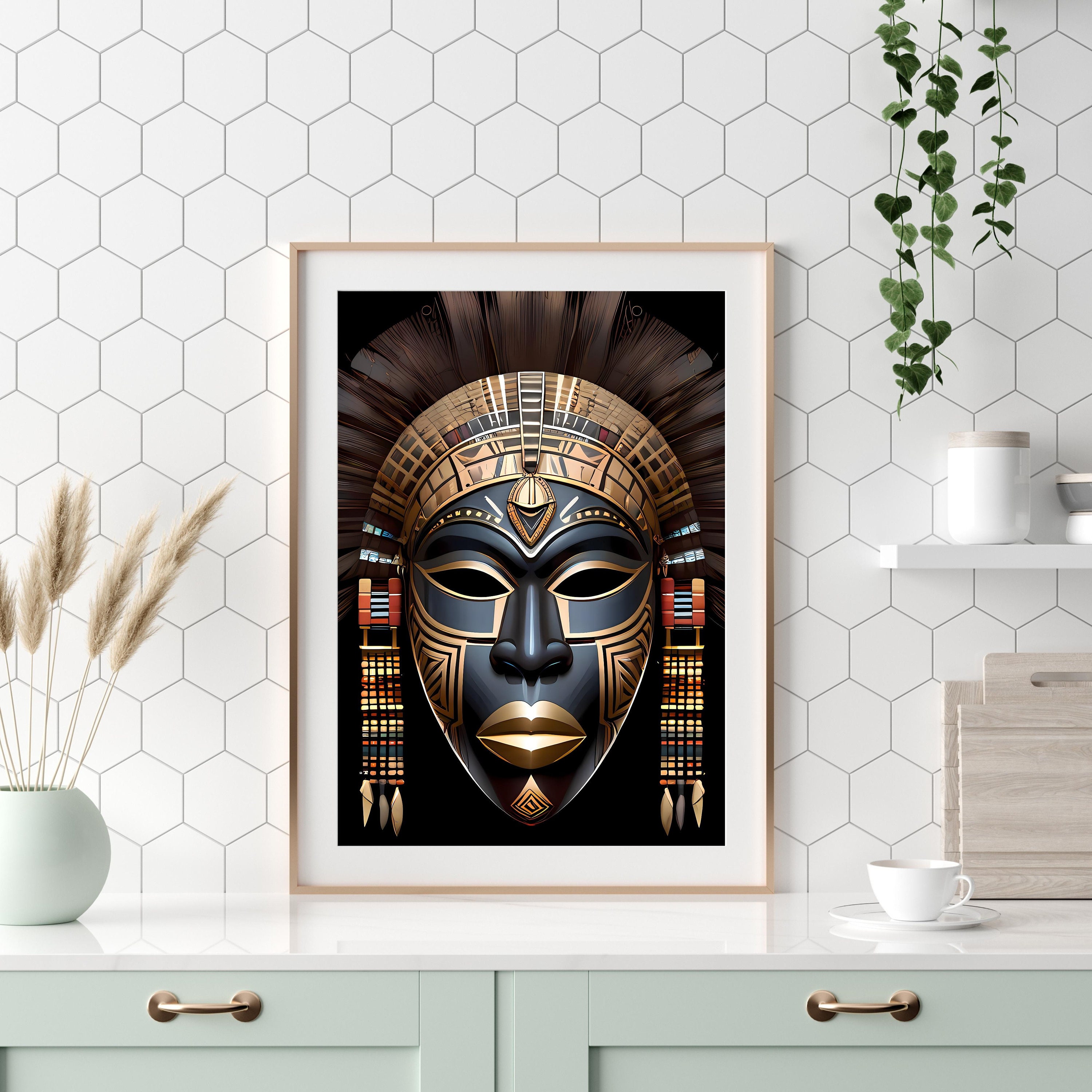 Set of 6 African Mask Printable Wall Art, Ethnic and Traditional ...
