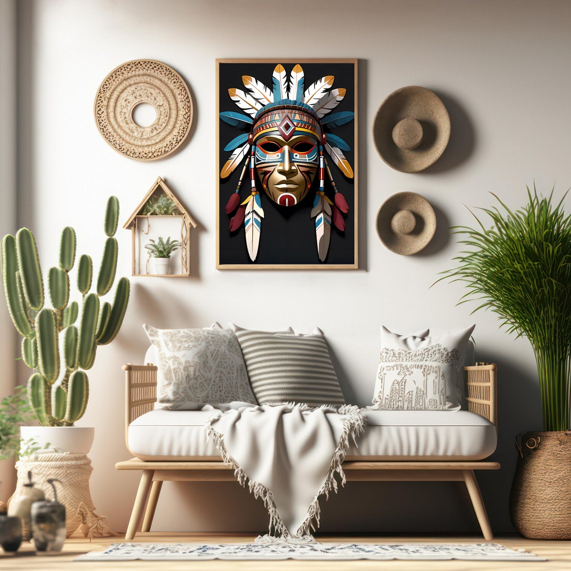 Set of 6 Native American Mask Printable Wall Art: Ethnic and ...
