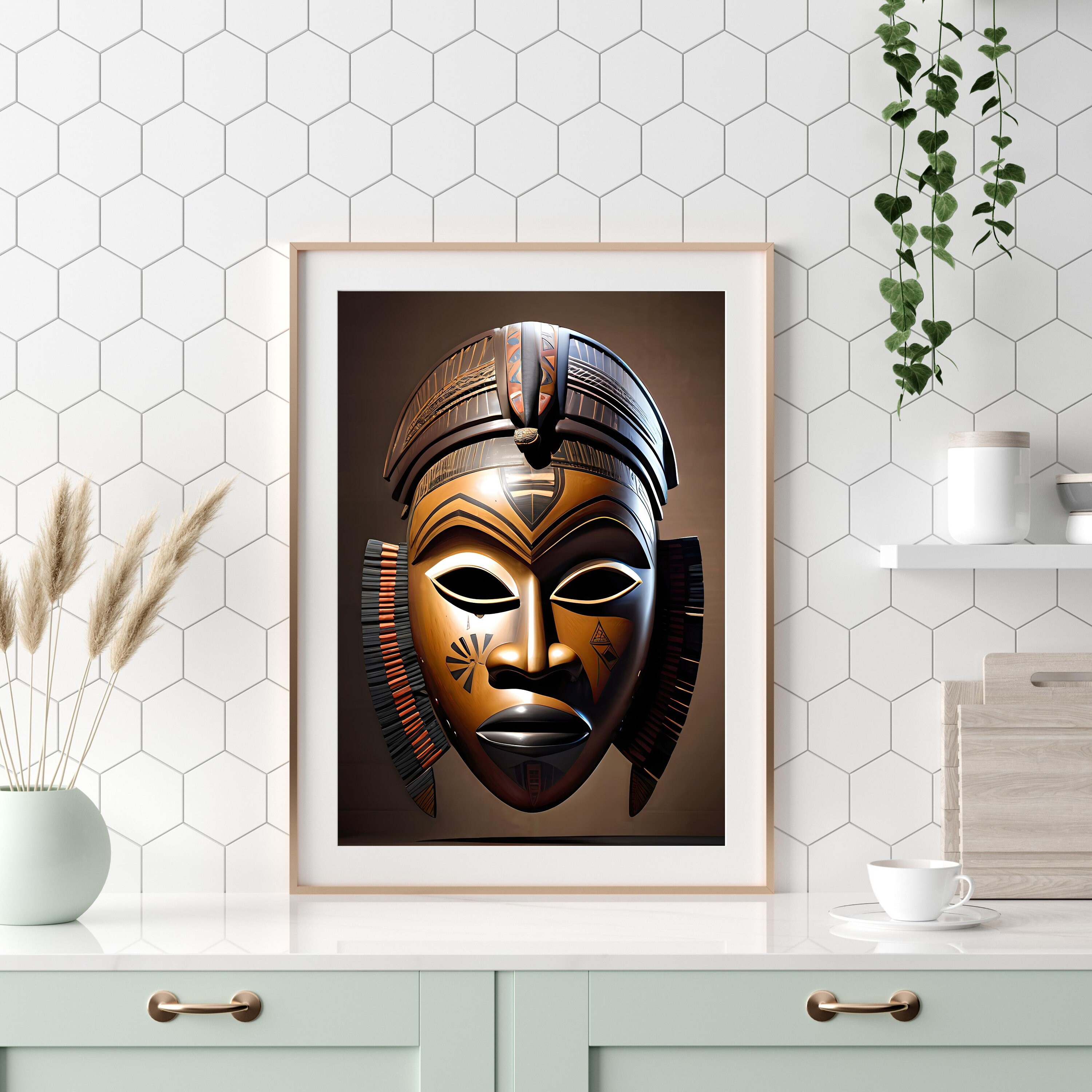 Set of 6 African Mask Printable Wall Art, Ethnic and Traditional ...