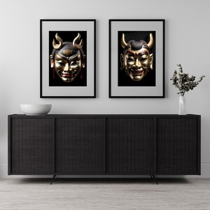 Set of 6 Japanese Mask Printable Wall Art, Ethnic and Traditional ...