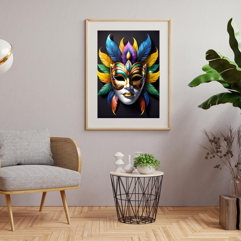 Set of 6 Brazilian Rio Carnival Mask Printable Wall Art, Traditional ...