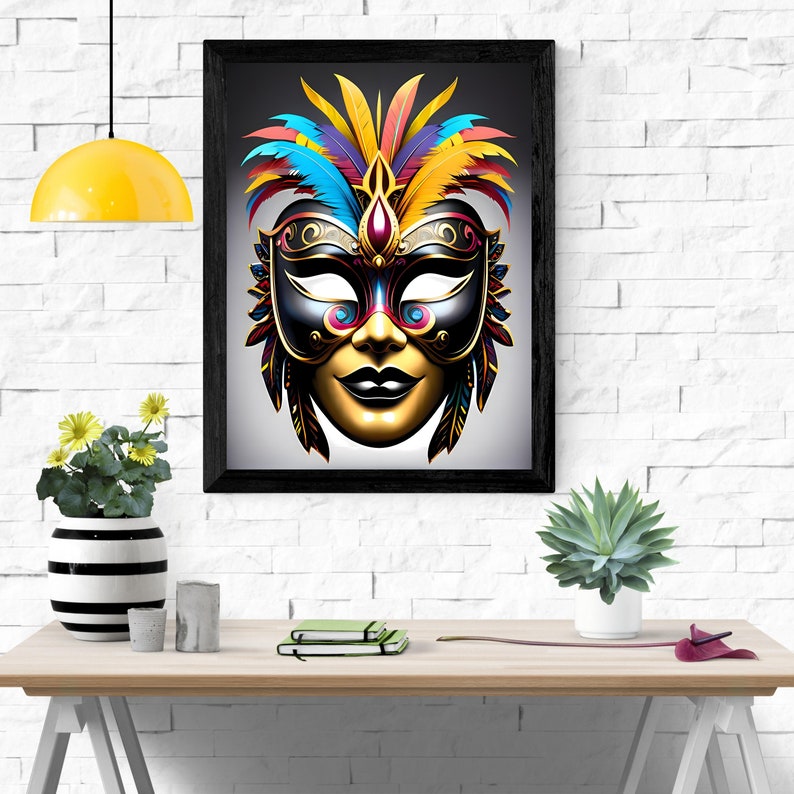 Set of 6 Brazilian Rio Carnival Mask Printable Wall Art, Traditional ...