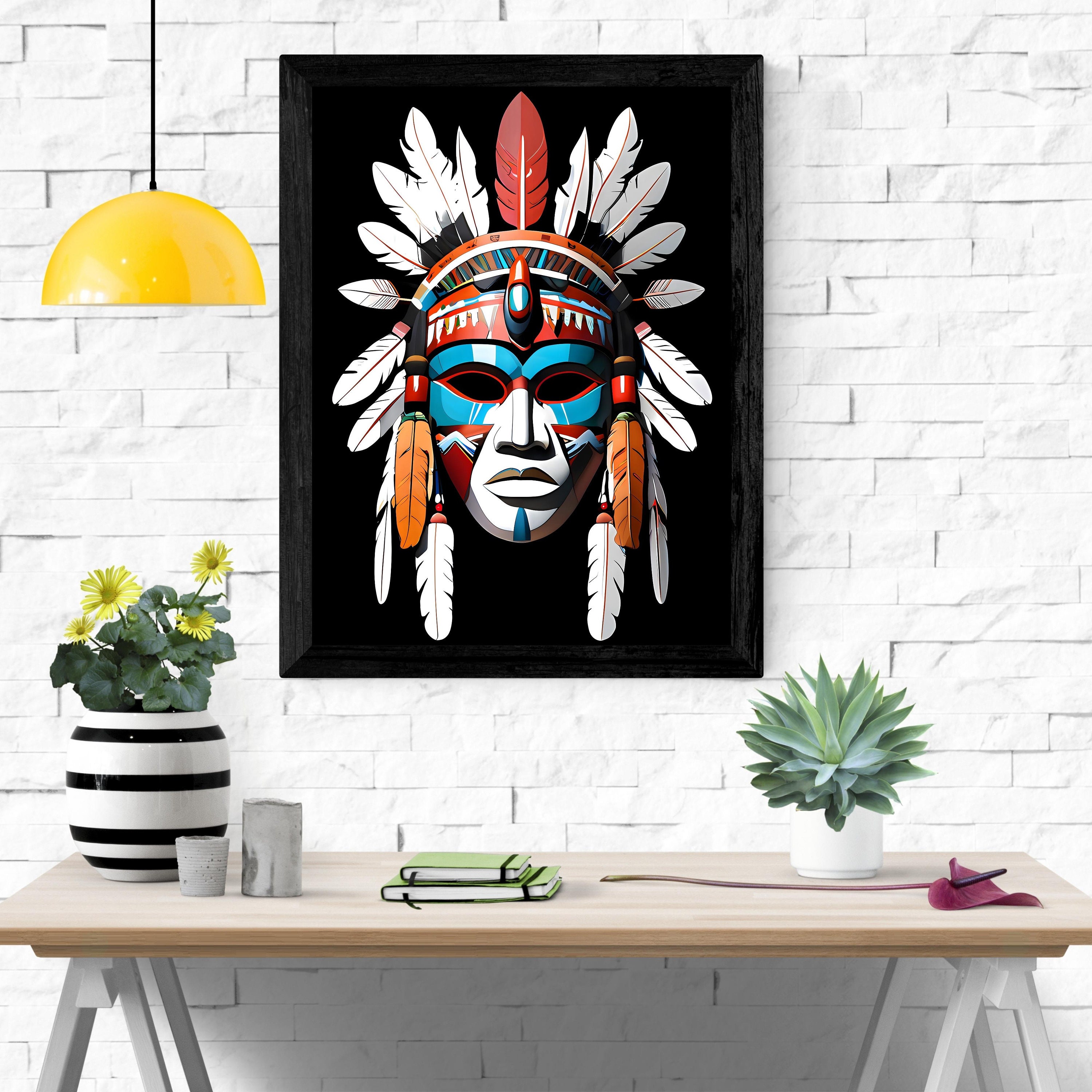 Set of 6 Native American Mask Printable Wall Art: Ethnic and ...