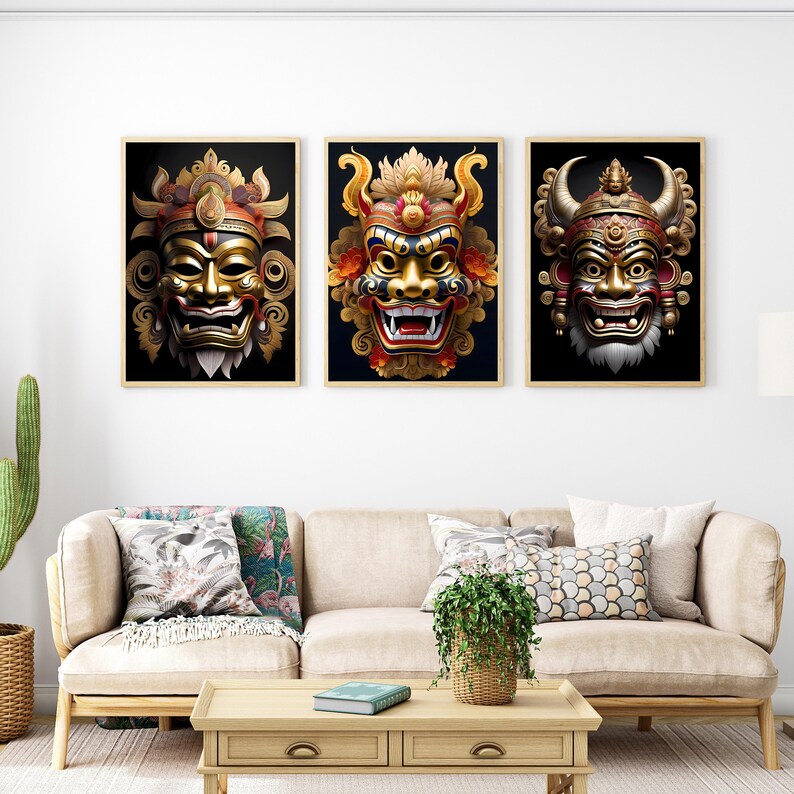Balinese Mask Art Prints, Indonesian Home Decor (digital Download) - Etsy