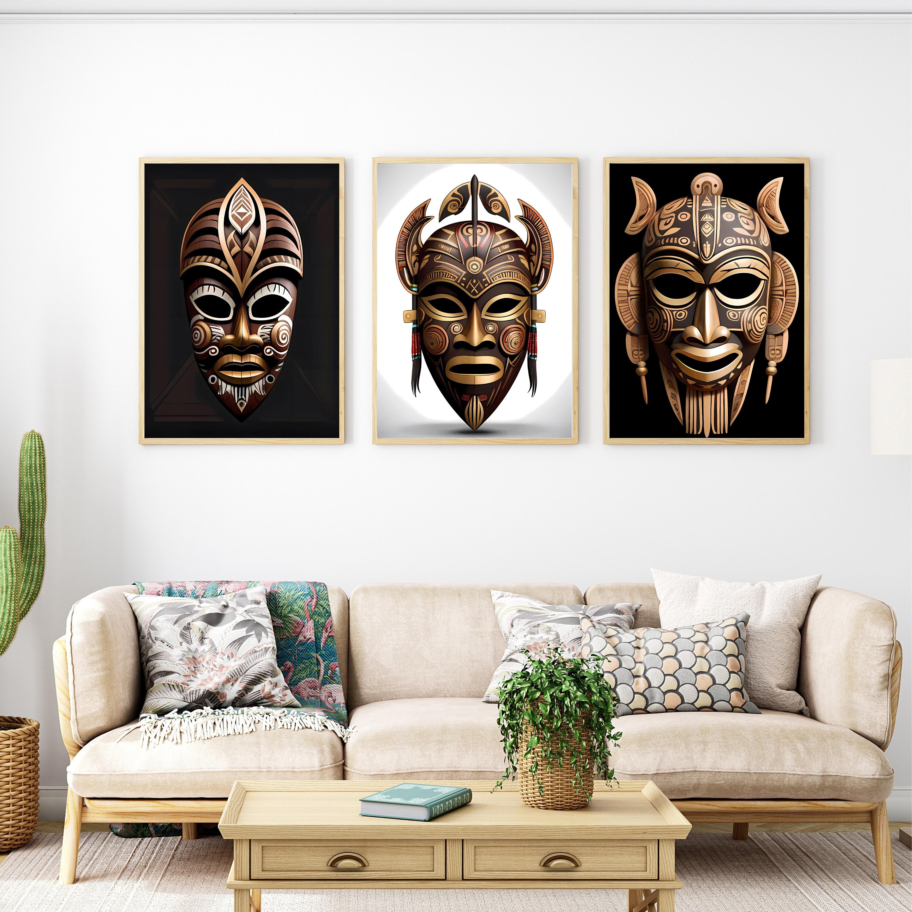 Set of 6 Indonesian Mask Printable Wall Art: Ethnic and Traditional ...