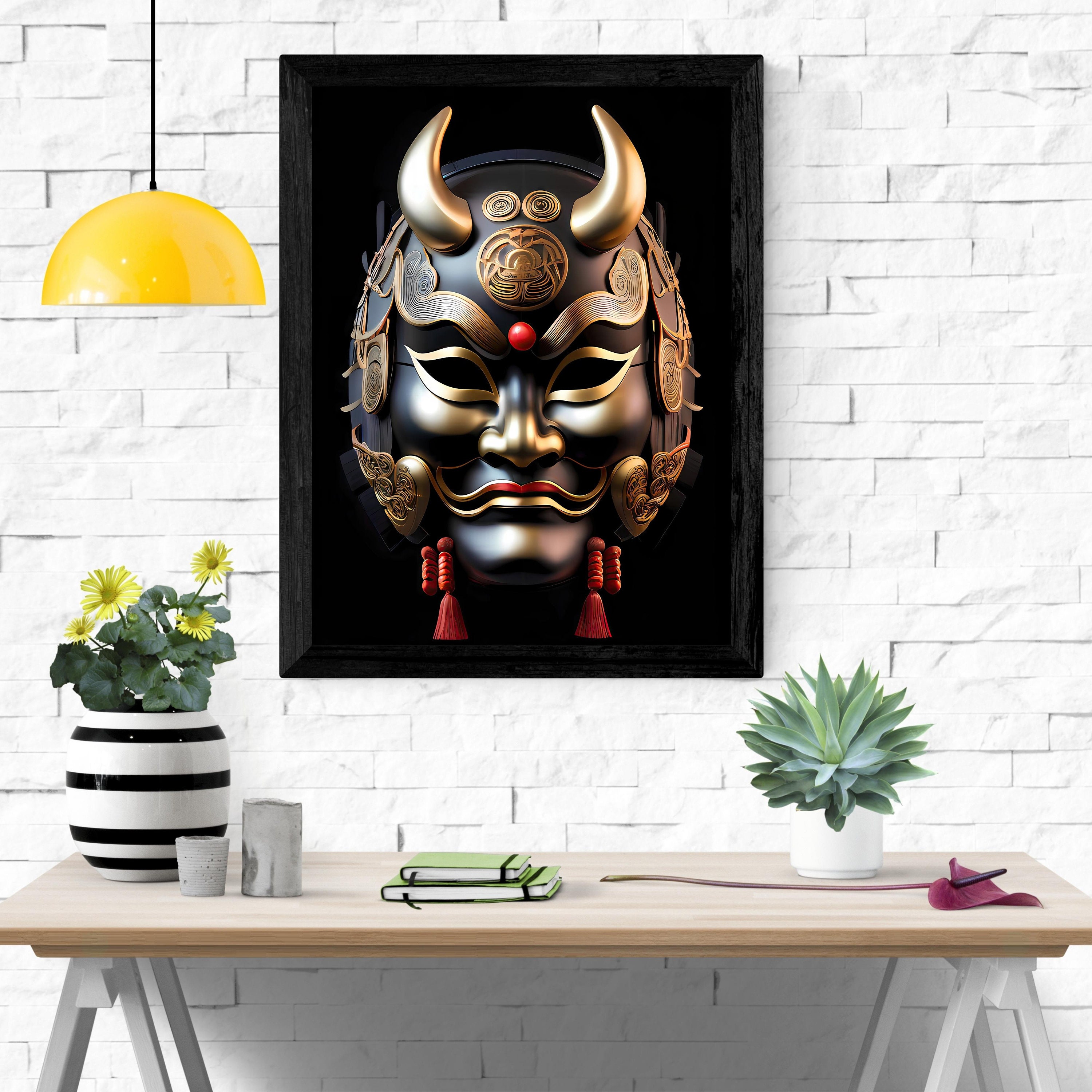Set of 6 Japanese Mask Printable Wall Art Ethnic and - Etsy