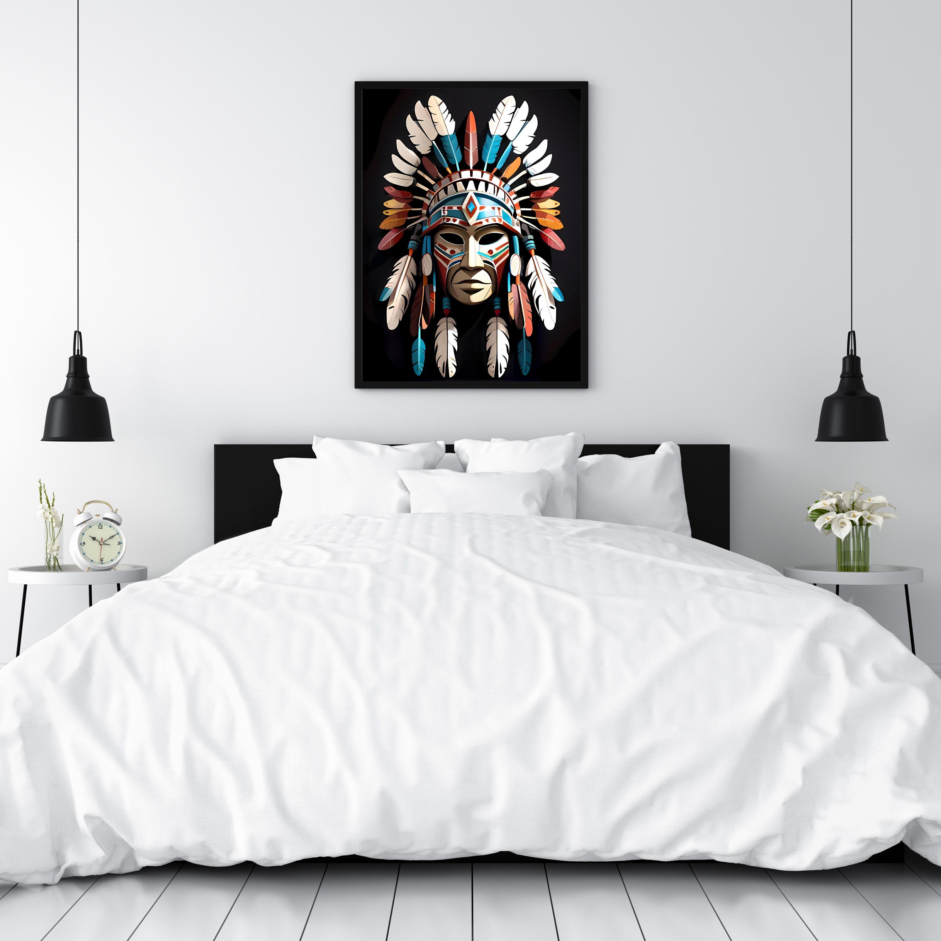 Set of 6 Native American Mask Printable Wall Art: Ethnic and ...