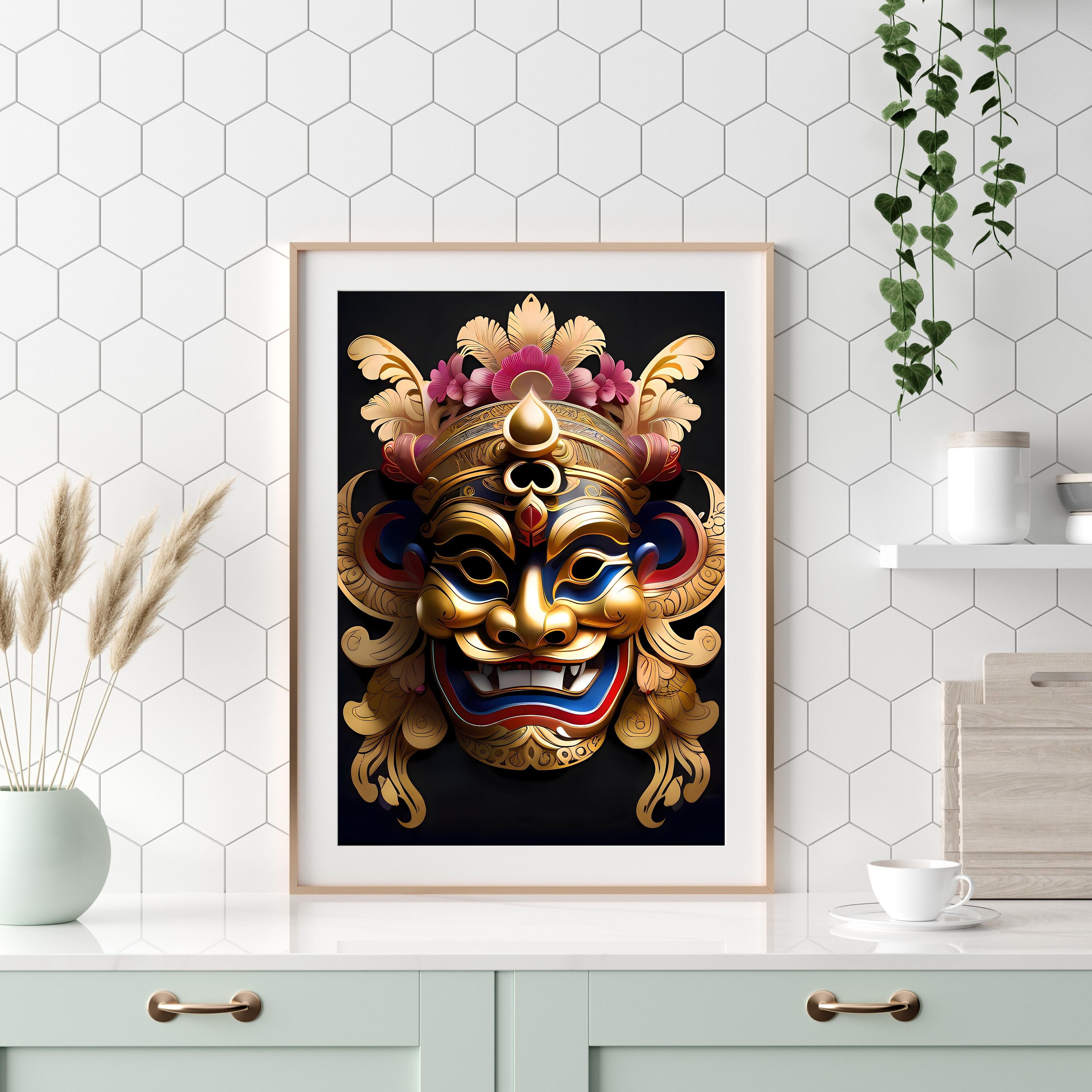 Set of Balinese Mask Printable Wall Art, Ethnic and Traditional ...