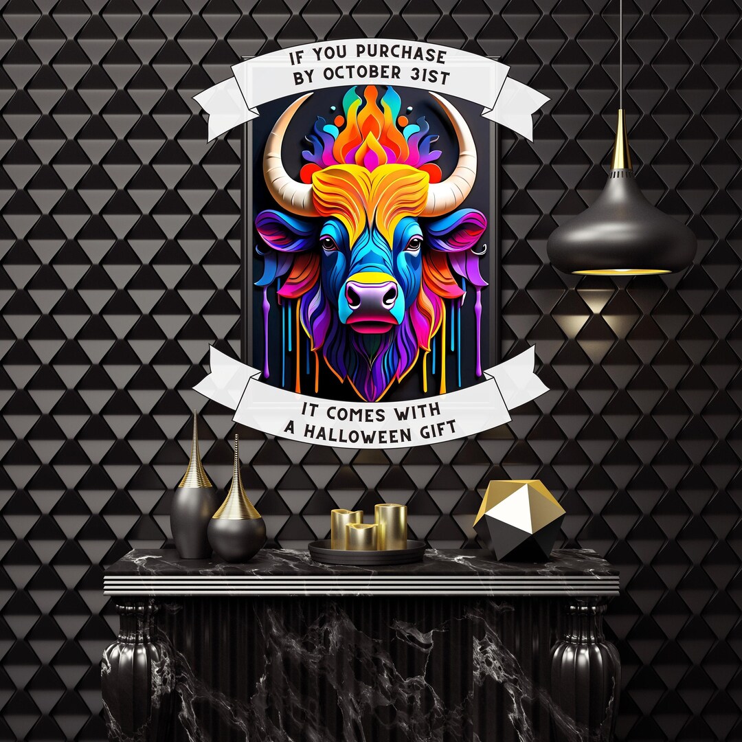 Colorful Buffalo Head Digital Wall Art 3D Colorful Buffalo - Etsy