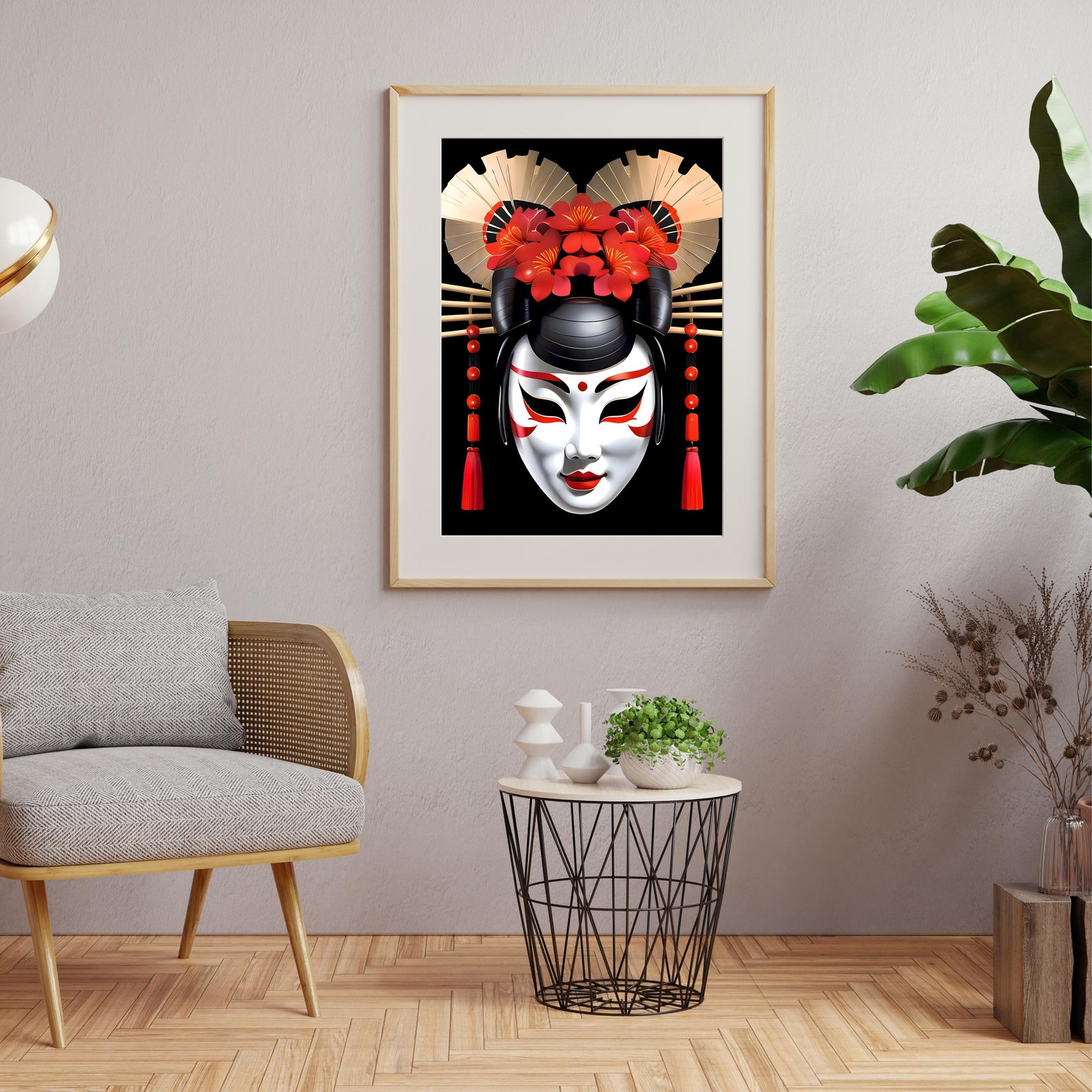 Set of 6 Japanese Mask Printable Wall Art, Ethnic and Traditional ...