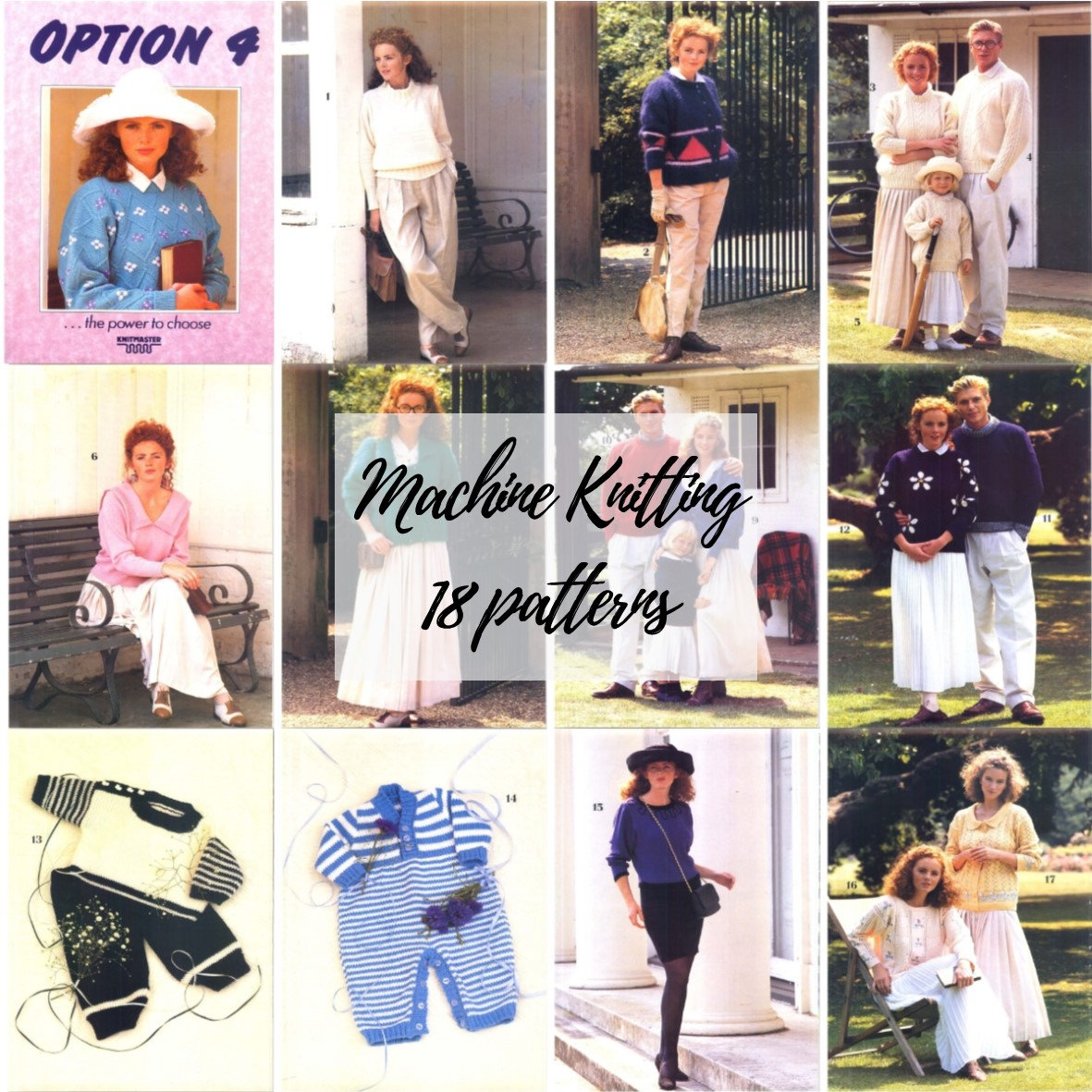 18 Machine Knitting Patterns, Magazine 80s "option 4 - Knitmaster" Knit ...