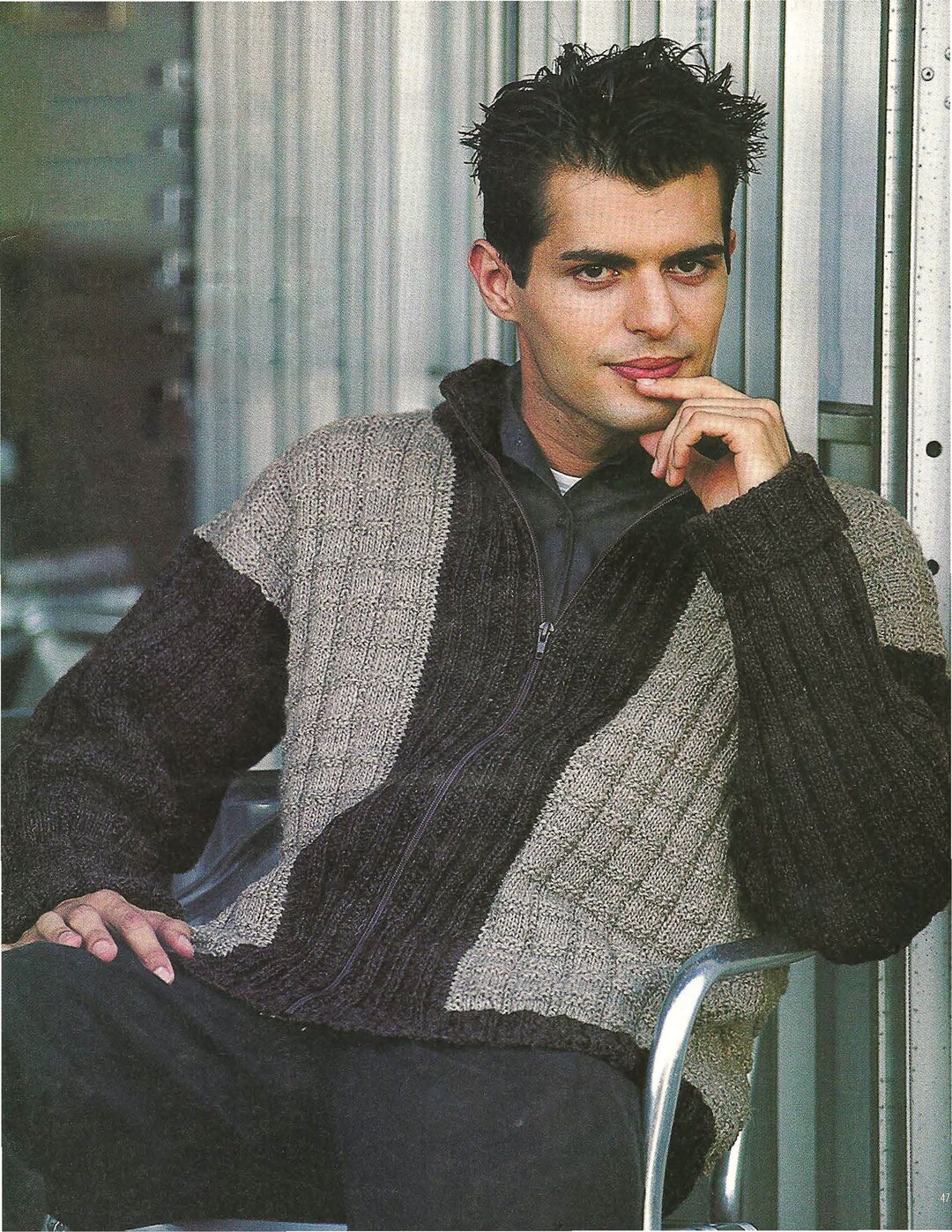 Mans Zip Front Jacket Vintage KNITTING PATTERN PDF Knit Winter Chunky ...