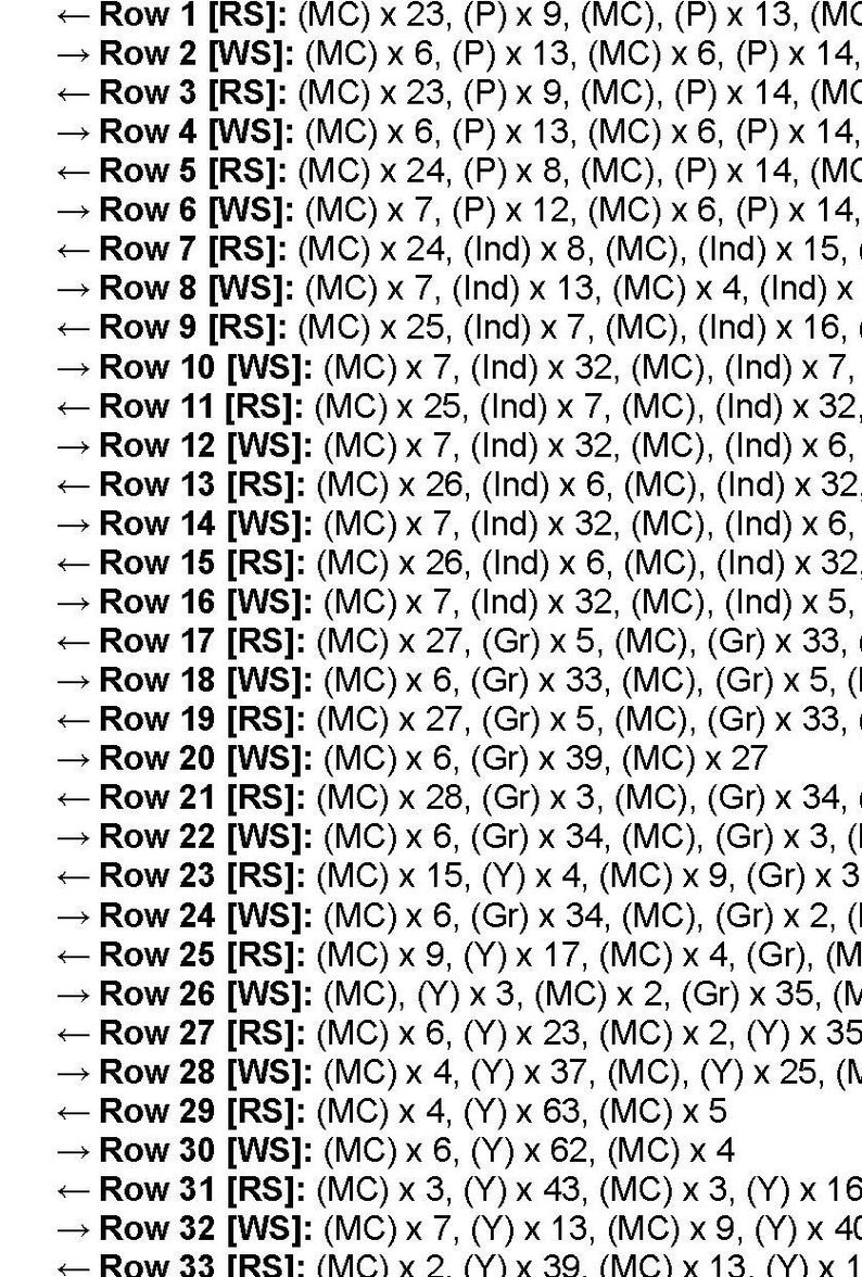 Rainbow Elephant Knitting Chart - PDF Diagram and Written Instructions ...