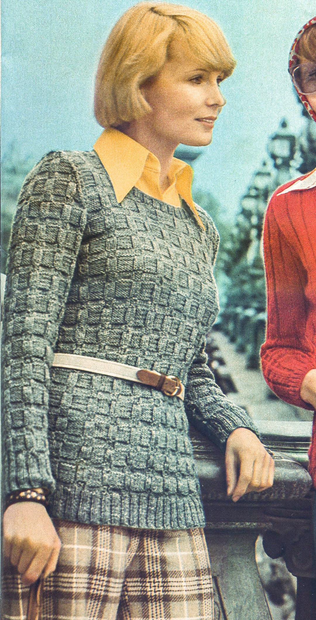 Vintage KNITTING PATTERN Raised Checks Sweater Round Neck Pdf Tutorial ...