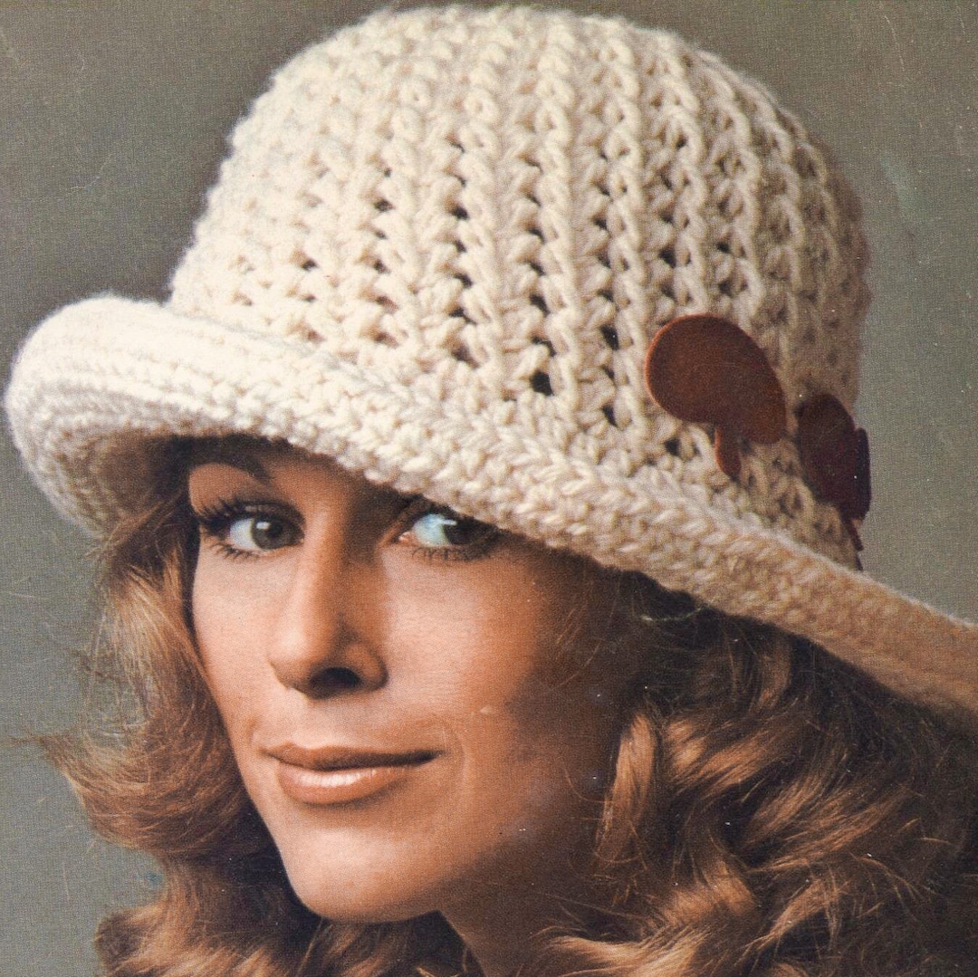 Vintage CROCHET PATTERN Retro Cavalier Hat Winter Warm Bucket Hat Women ...