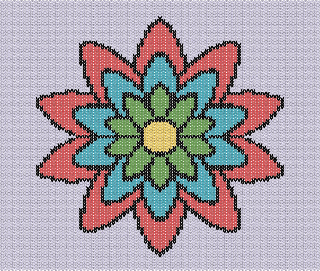 Mandala Flower Knitting Chart - Digital Knitting Pattern for Yoga ...