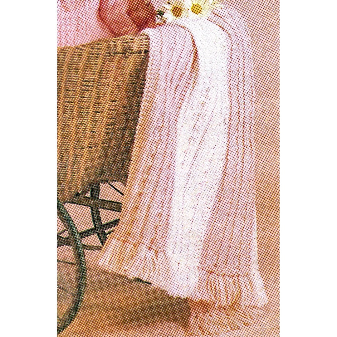 Vintage 80s KNITTING PATTERN PDF Knit Baby Coverlet Blanket Boy Girl ...