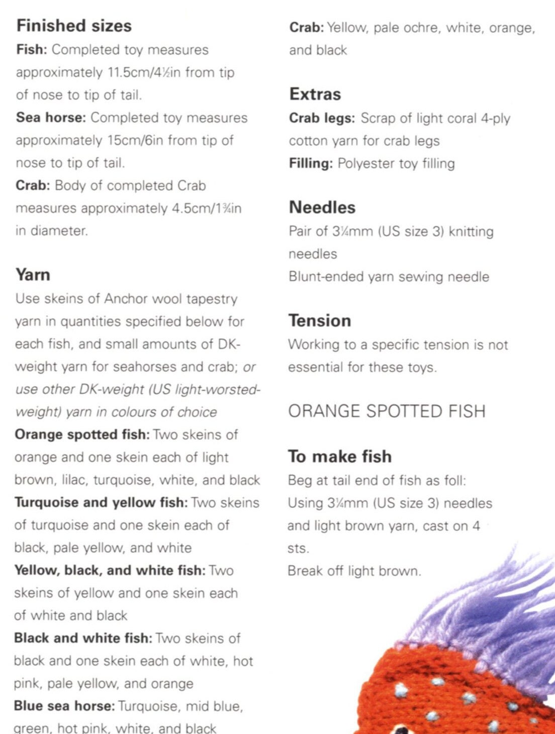 KNITTING PATTERN Knit Magical Waterworld Fish Seahorse Sea Crab Soft ...