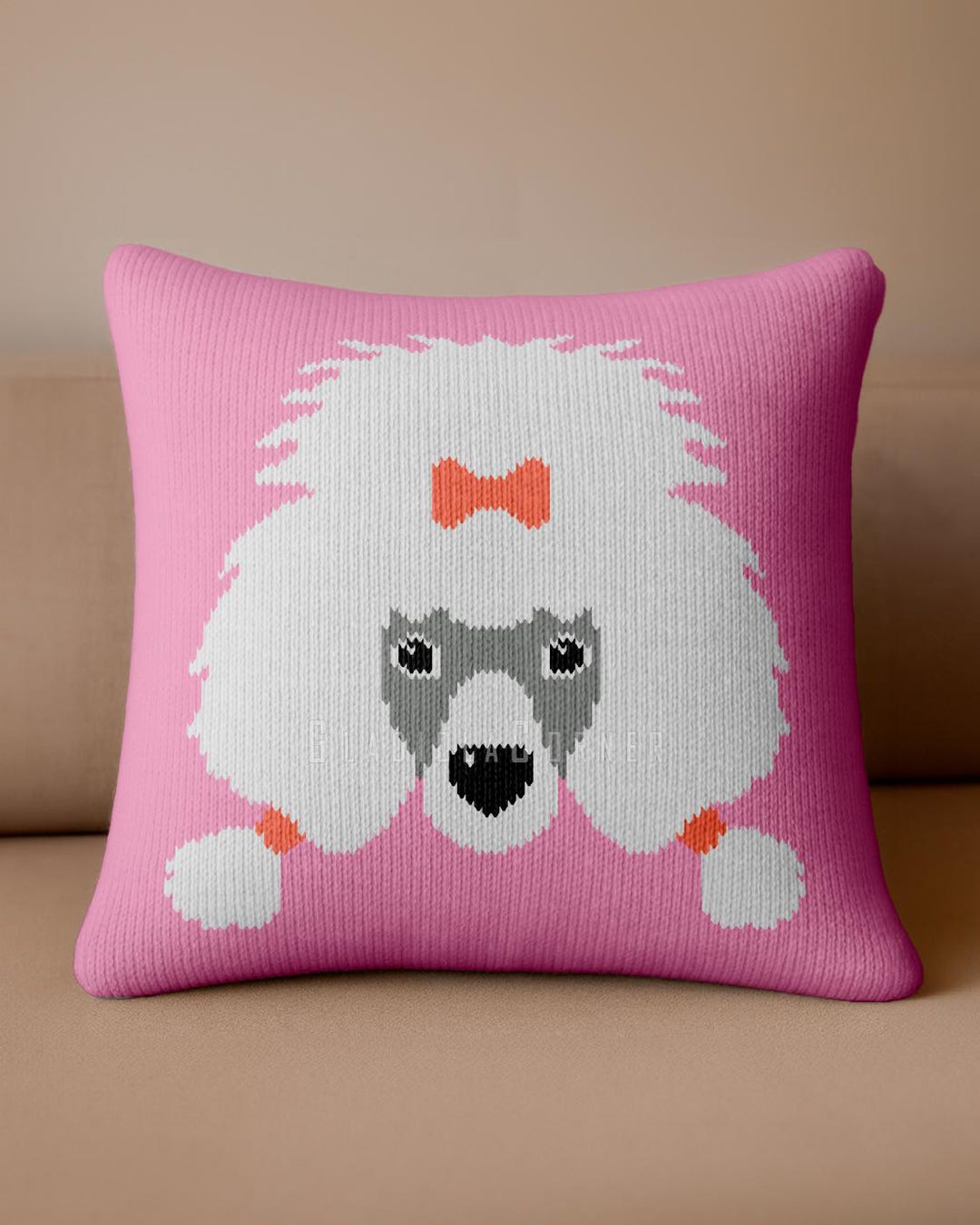 Poodle Pillow - Knitting Pattern - Knit Cushion Cover - 18