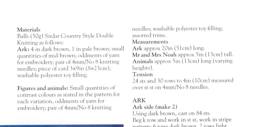 Knit Noah and the Ark KNITTING PATTERN Mini Toddler Children Soft ...