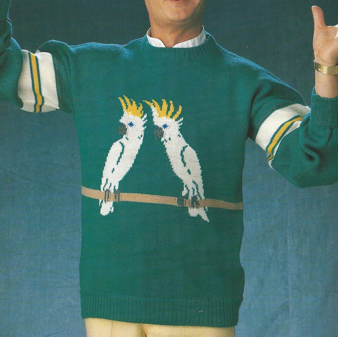 Knit Sweater Cockatoo Parrot Bird KNITTING PATTERN Intarsia Diagram ...