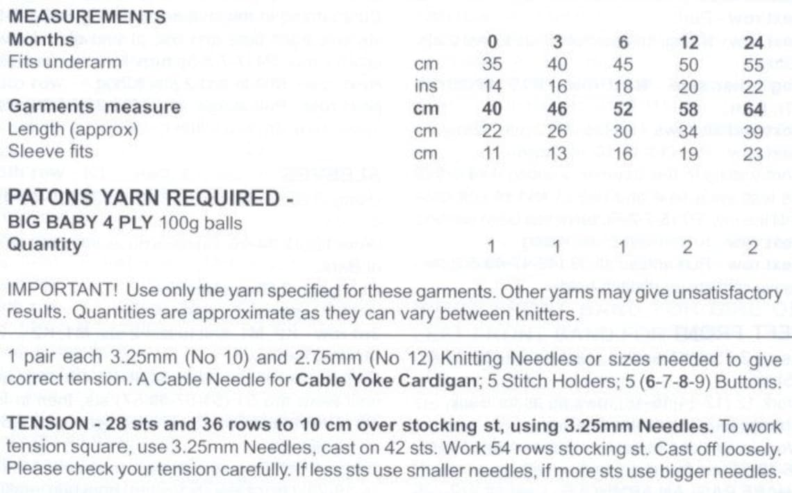 Baby Lace Yoke & Cable Yoke Cardigan KNITTING PATTERN PDF Instant ...