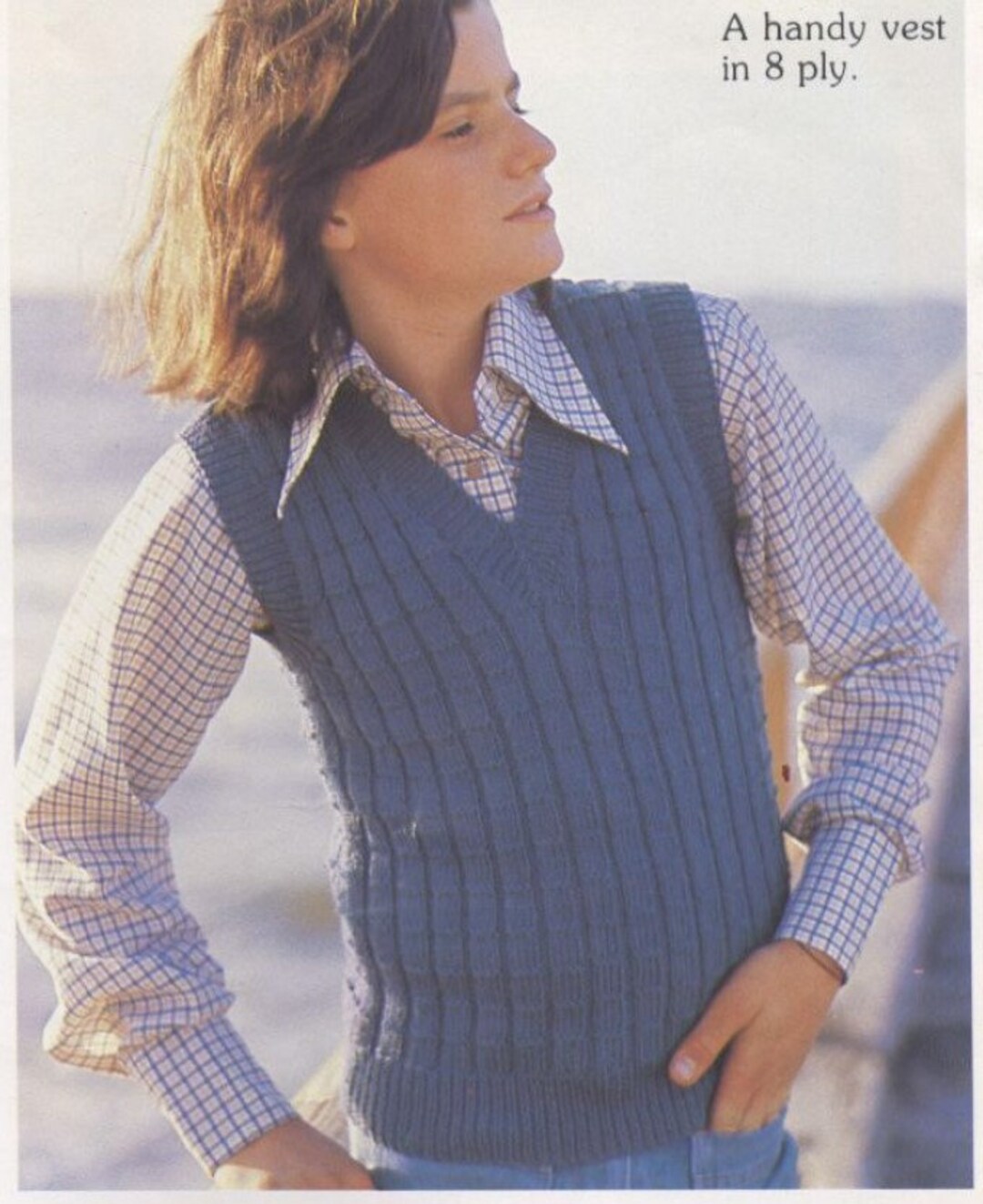 KNITTING PATTERN PDF Download Mens 8 Ply Vest Knit Checker Pattern V ...