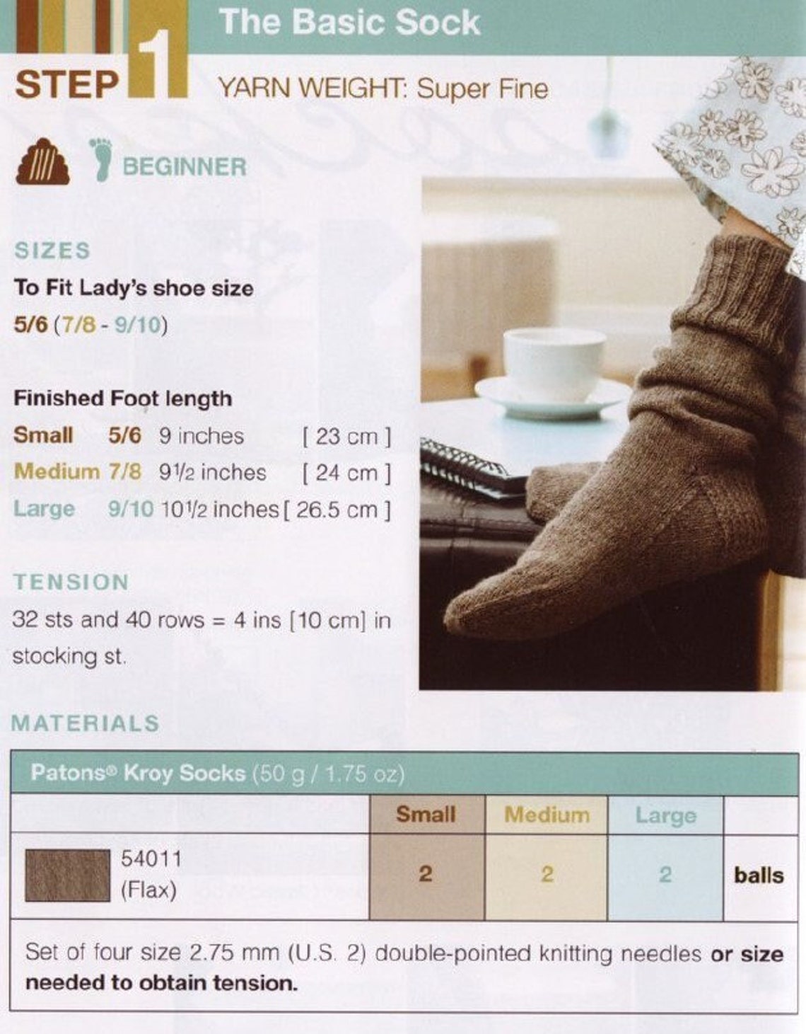 Womens Knit Basic Socks KNITTING PATTERN PDF Download S M L Short Turn ...