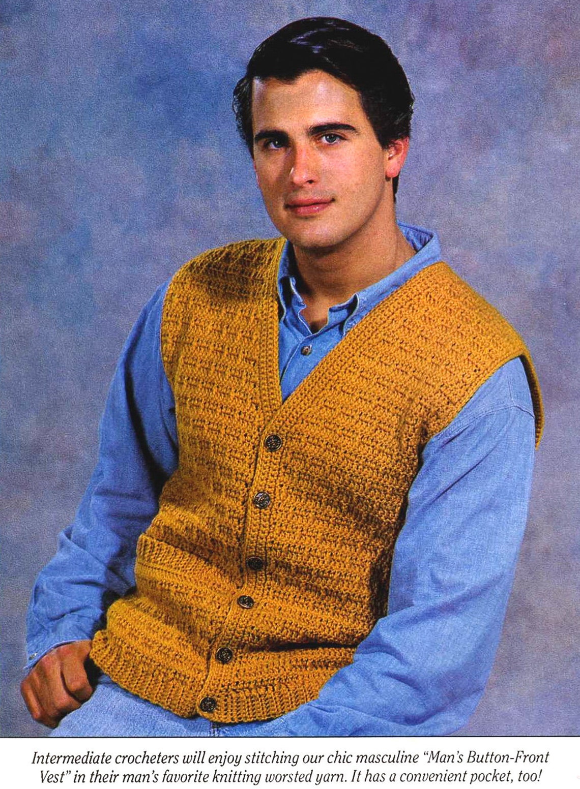 Mens Vest Crochet PDF PATTERN Mens Button V Neck Slipover Waistcoat ...