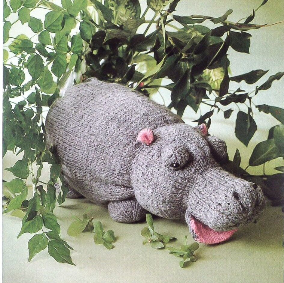 Easy KNITTING PATTERNS Knit Hippo Toy Jungle Animal Hippopotamus ...