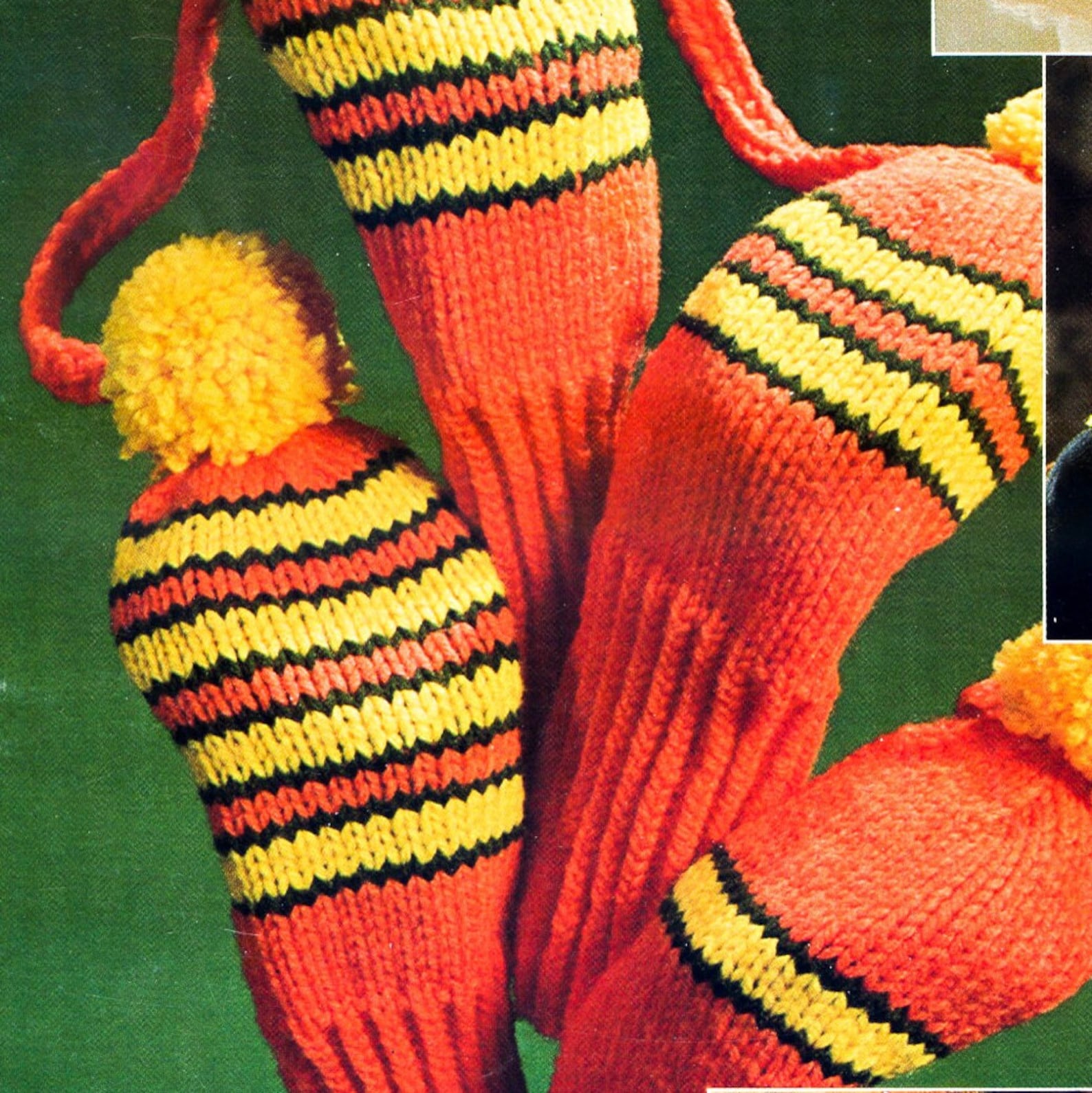 Vintage 70s CROCHET KNITTING PATTERN Pdf Golf Club Covers Mitts Hat ...