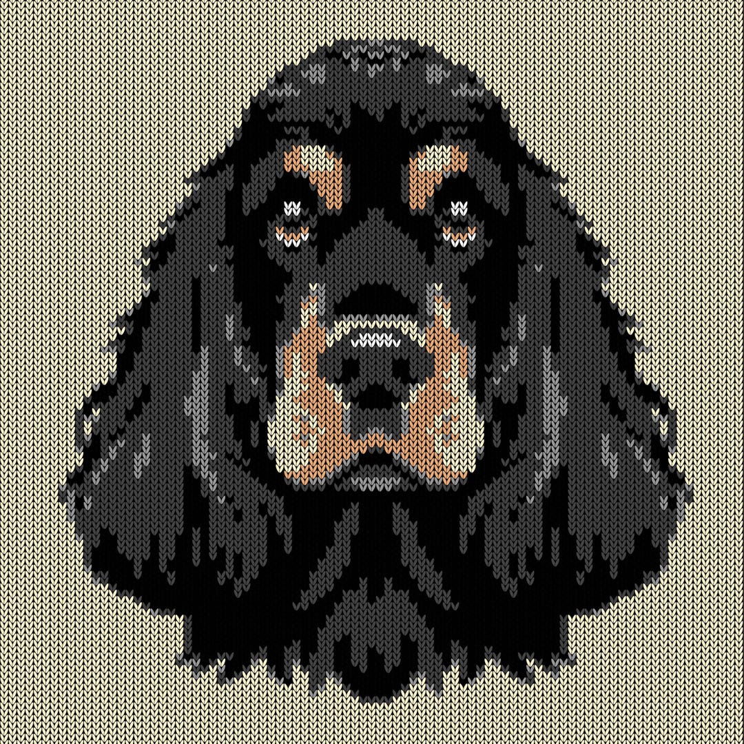 Cocker Spaniel Knitting Chart - Floppy Ears Dog Graph and Written Knit ...