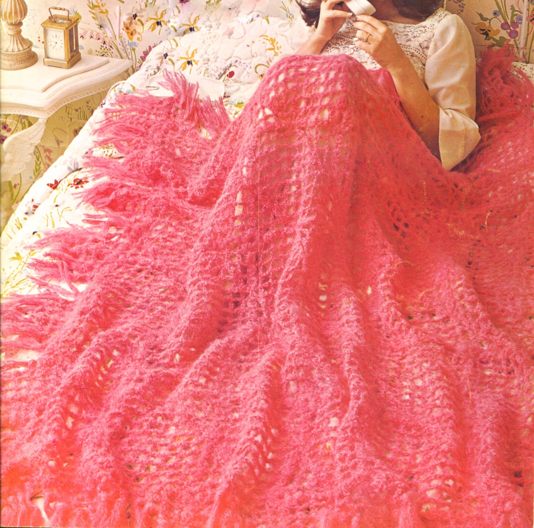 Vintage CROCHET PATTERN Pdf Mohair Fringe Afghan Crochetting Rug Hook 5 ...