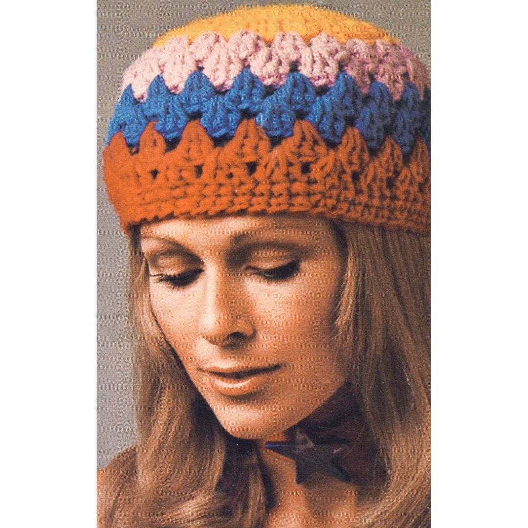 Vintage CROCHET PATTERN Retro Crochet Hat Sportive Round Beret Winter ...