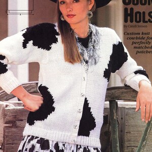 Vintage 90s KNITTING PATTERN Knit Woman Intarsia Jacket Round Neck ...