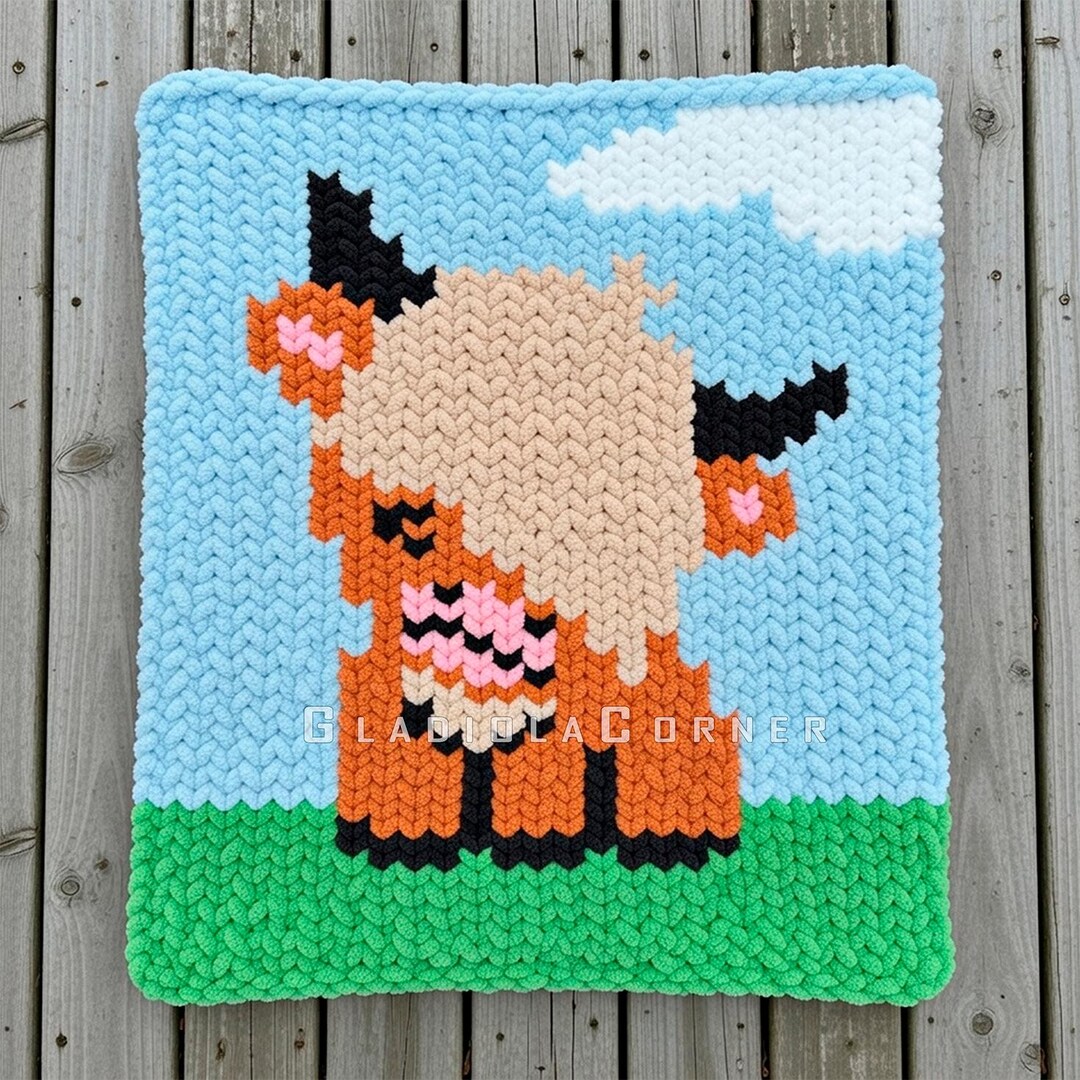 Highland Cow Finger Knitting Pattern - Cute Long-haired Cattle Chunky ...